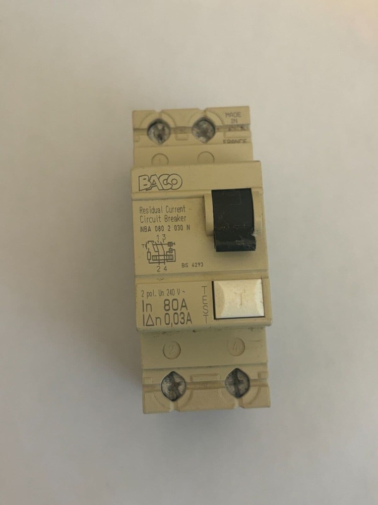 BACO 25 AMP 30mA NBA 252030 DOUBLE POLE RCD CIRCUIT BREAKER