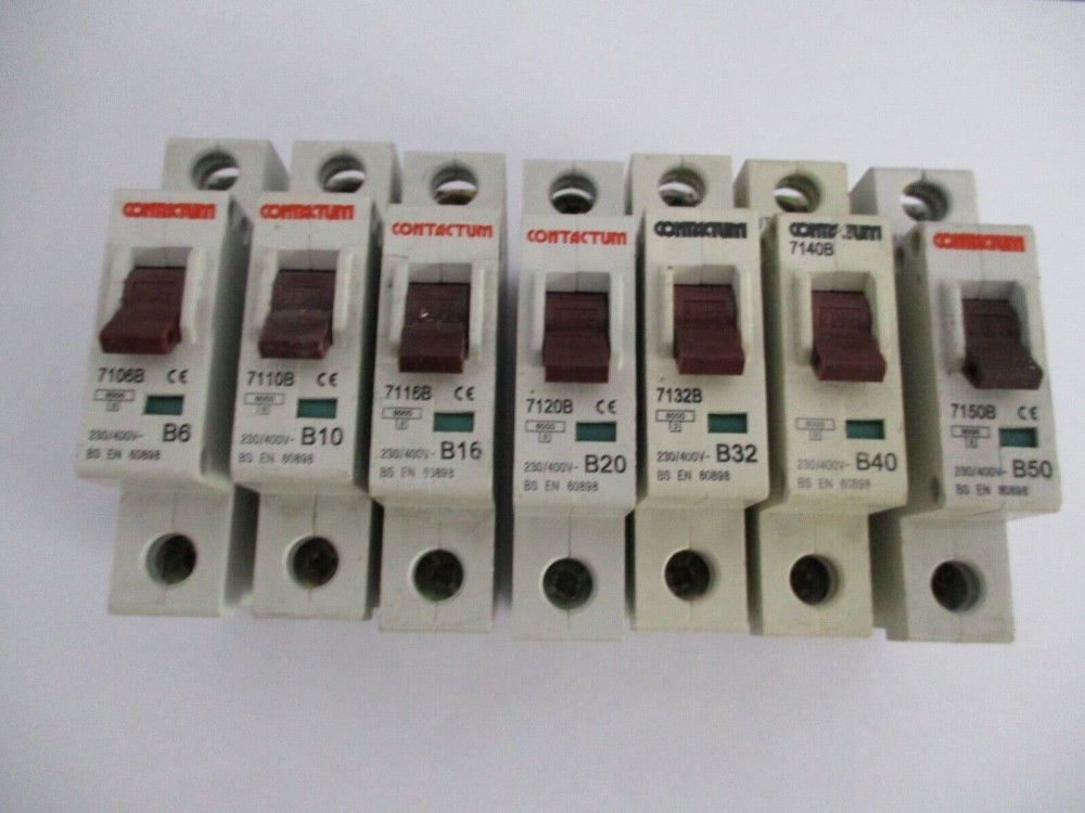 CONTACTUM 71 RANGE B6 B10 B16 B20 B32 B40 B50 6KA SINGLE POLE MCBS