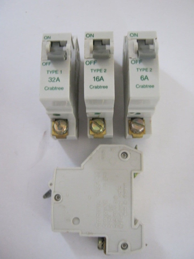 CRABTREE SB6000 TYPE 1 TYPE 2 6 10 16 20 32 40 AMP MCB CIRCUIT BREAKERS