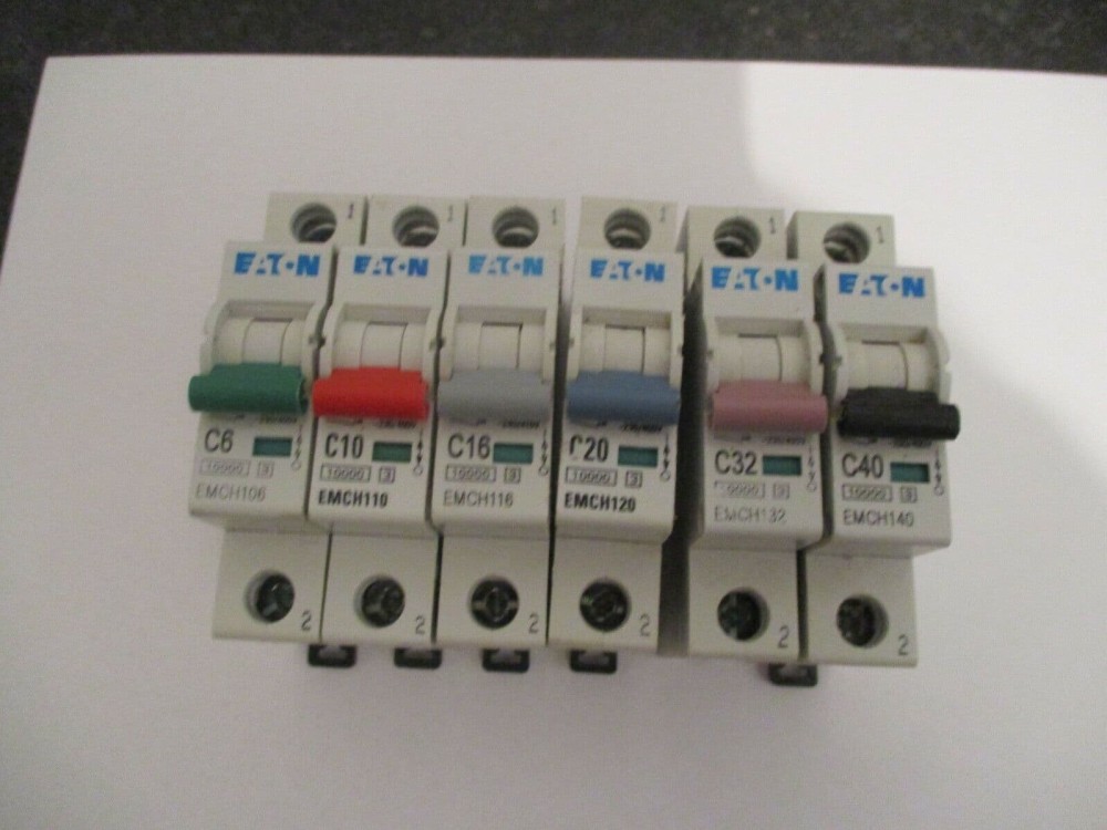 EATON EMCH1 RANGE C6 C10 C16 C20 C32 C40 10KA SINGLE POLE MCB CIRCUIT ...