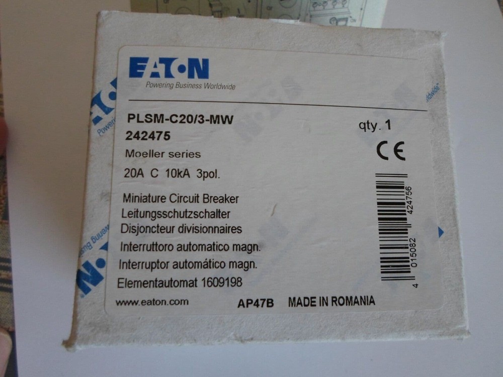 EATON XPOLE C20 20 AMP PLSM-C20/3-MW TRIPLE POLE CIRCUIT BREAKER 242475