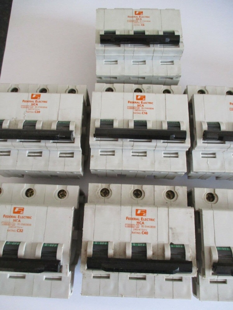 FEDERAL ELECTRIC HCA C6 C10 C16 C20 C32 C40 C50 C63 10KA TRIPLE POLE MCBS