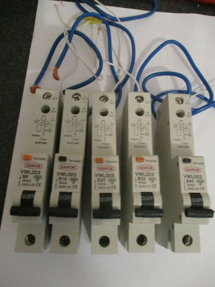 HAROK VWL003 B6 B16 B32 B40 6KA SINGLE POLE RCBO CIRCUIT BREAKERS