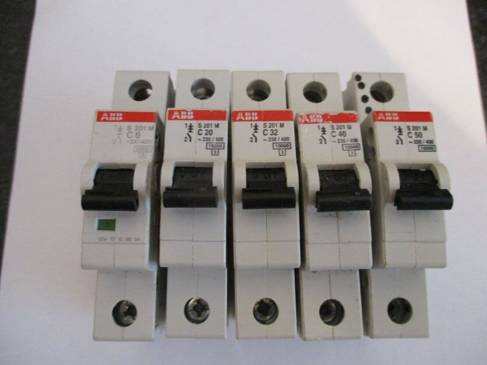 ABB S201M C RANGE C6 C10 C16 C20 C32 C40 10KA SINGLE POLE MCB CIRCUIT BREAKERS