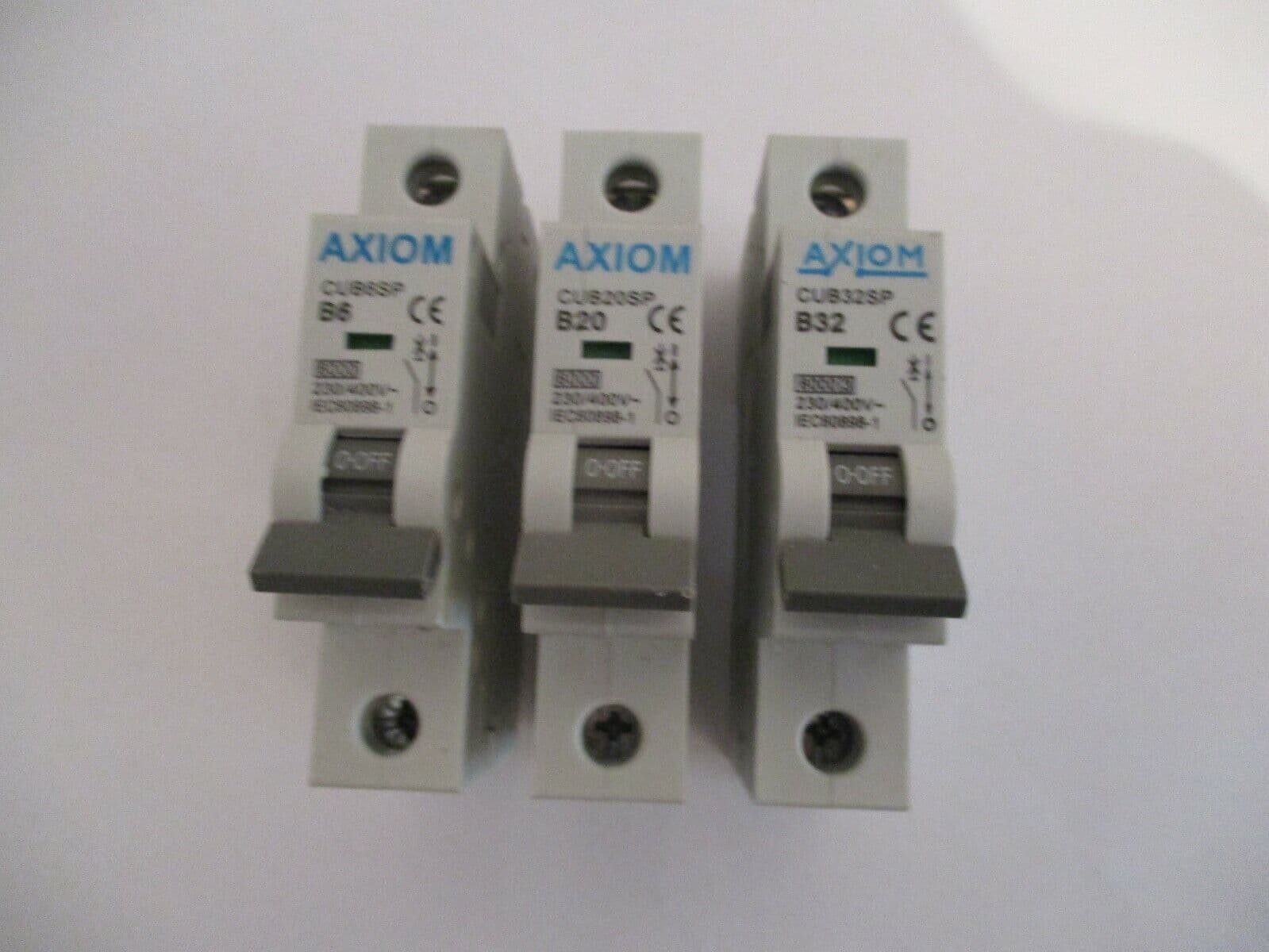 AXIOM CUB6 RANGE B6 10 B16 B20 B32 B40 B50 SINGLE POLE MCB CIRCUIT BREAKERS