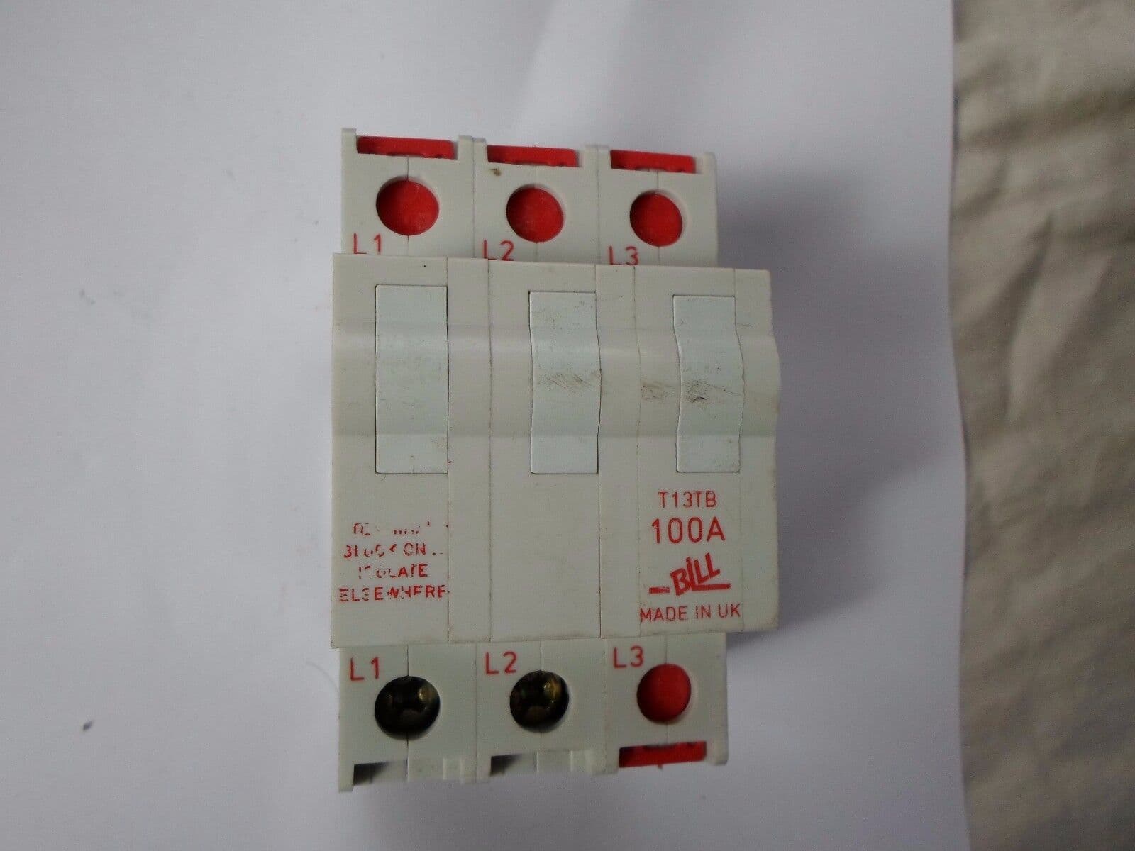 BILL TALISMAN 100 AMP T13TB TRIPLE POLE TERMINAL BLOCK