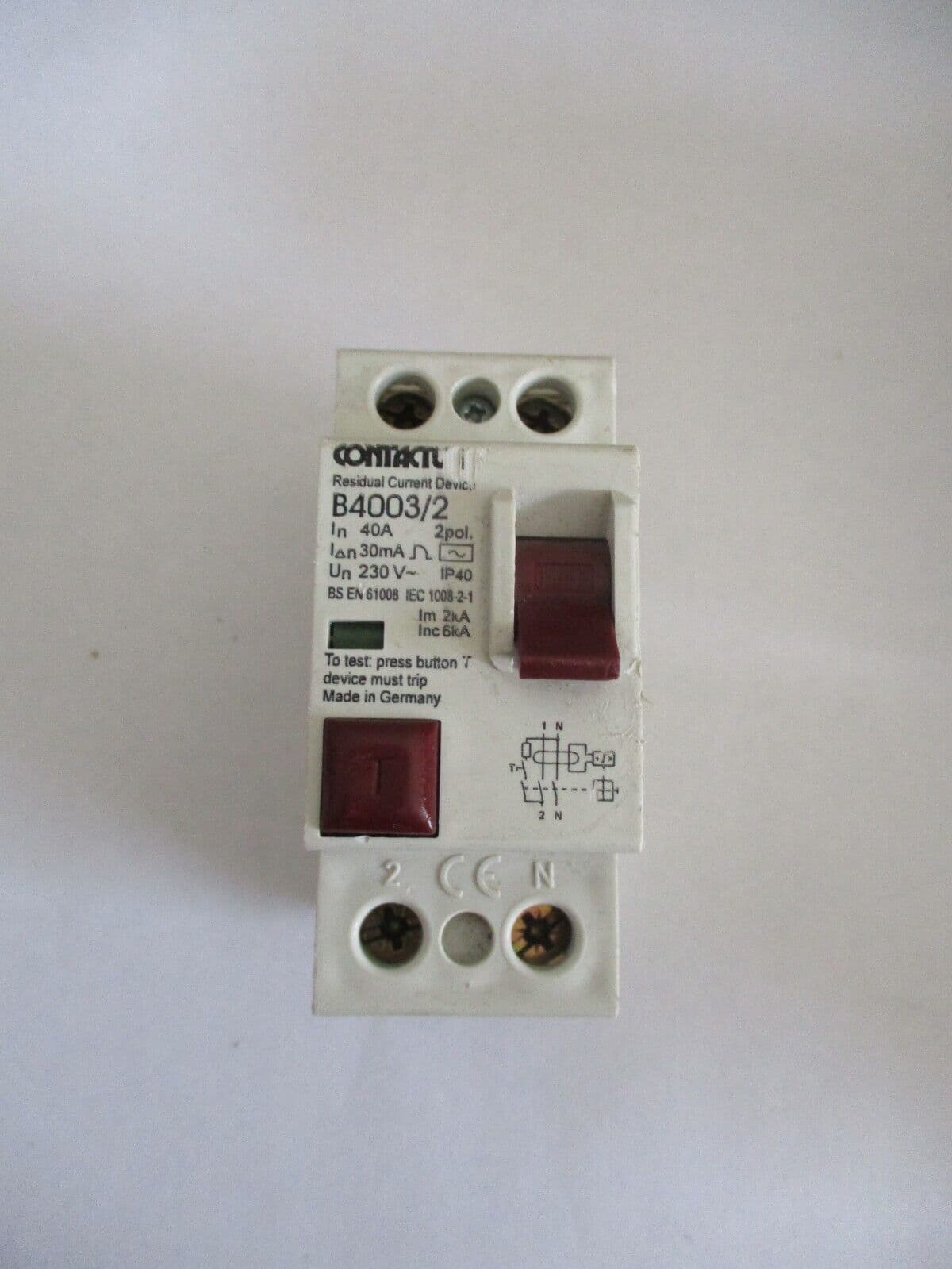 CONTACTUM 40 AMP 30mA B4003/2 RCD CIRCUIT BREAKER