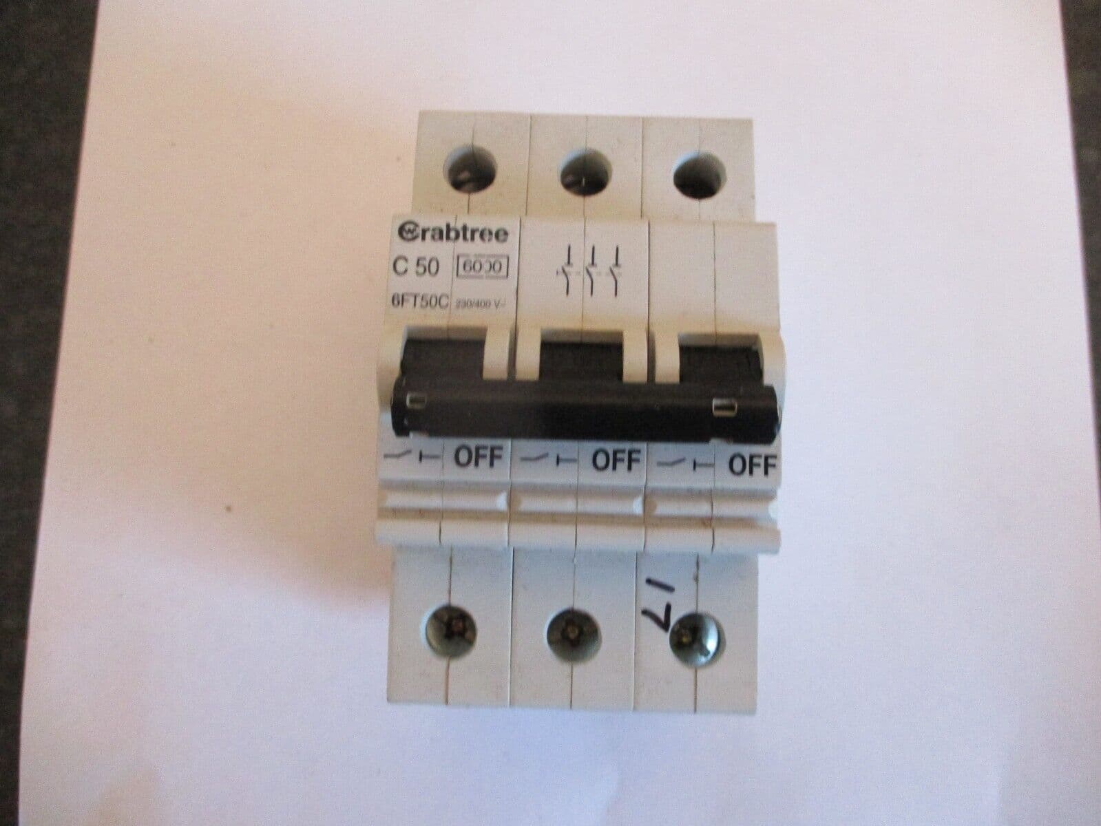 CRABTREE C50 50 AMP 6KA 6FT50C TRIPLE POLE MCB OLDER MODEL