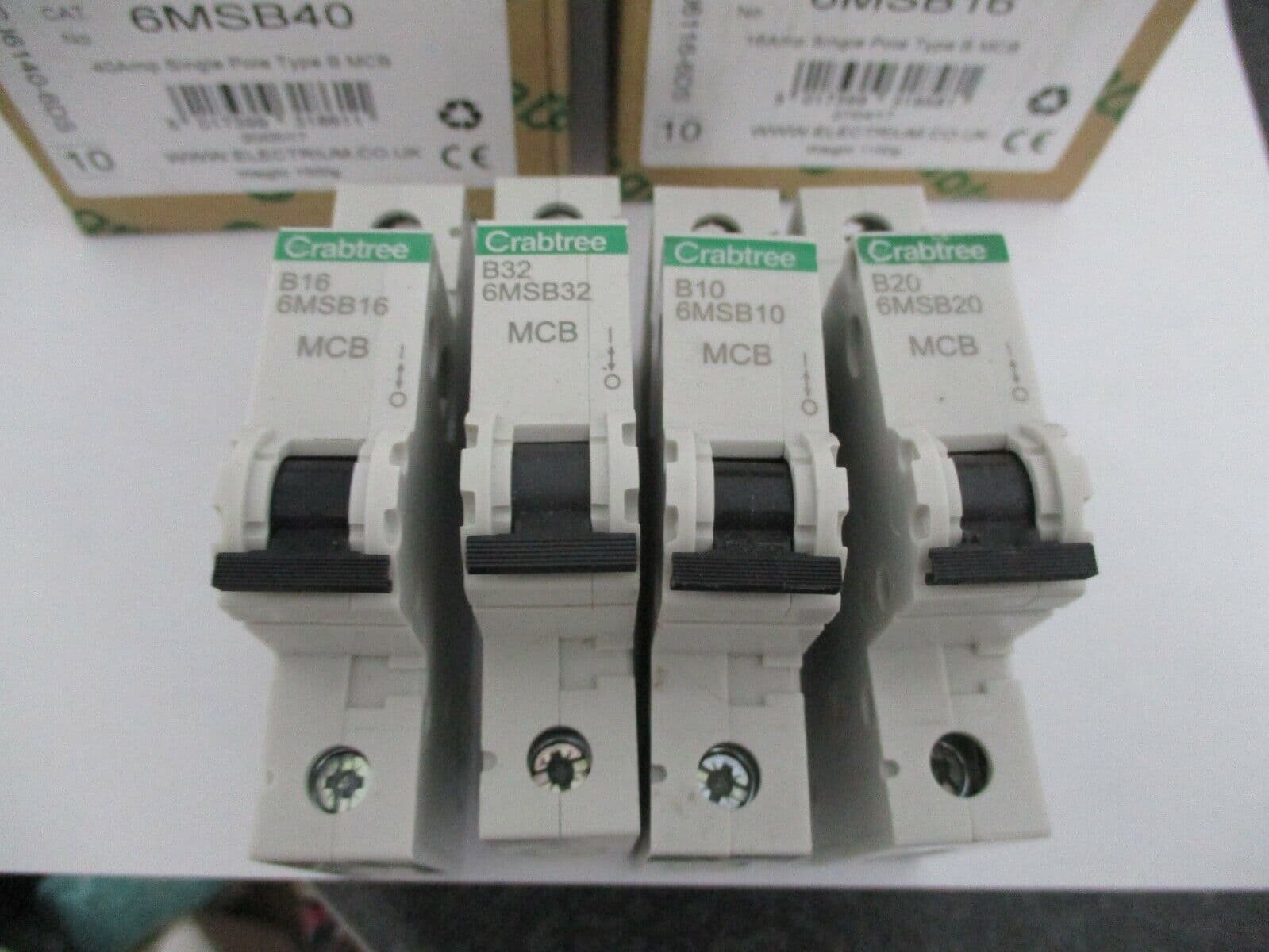 CRABTREE LOADSTAR 6MSB06/10/16/20/32/40 B6 B10 B16 B20 B32 6KA SINGLE POLE MCBS