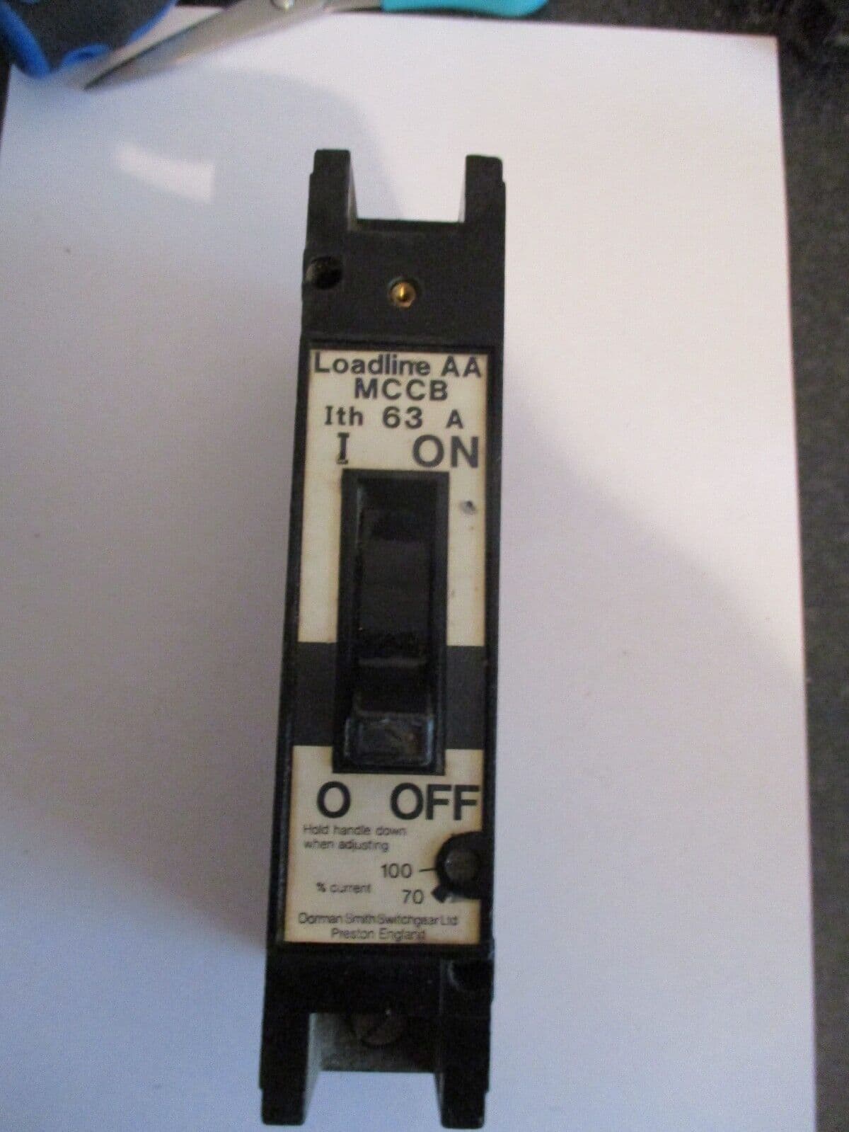 DORMAN SMITH LOADLINE TYPE AA 63A 63 AMP SINGLE POLE ADJUSTABLE MCCB ...