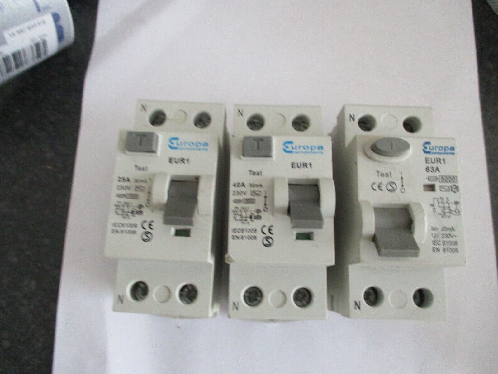 EUROPA 25 40 63 & 80 AMP 30mA DOUBLE POLE RCD CIRCUIT BREAKERS