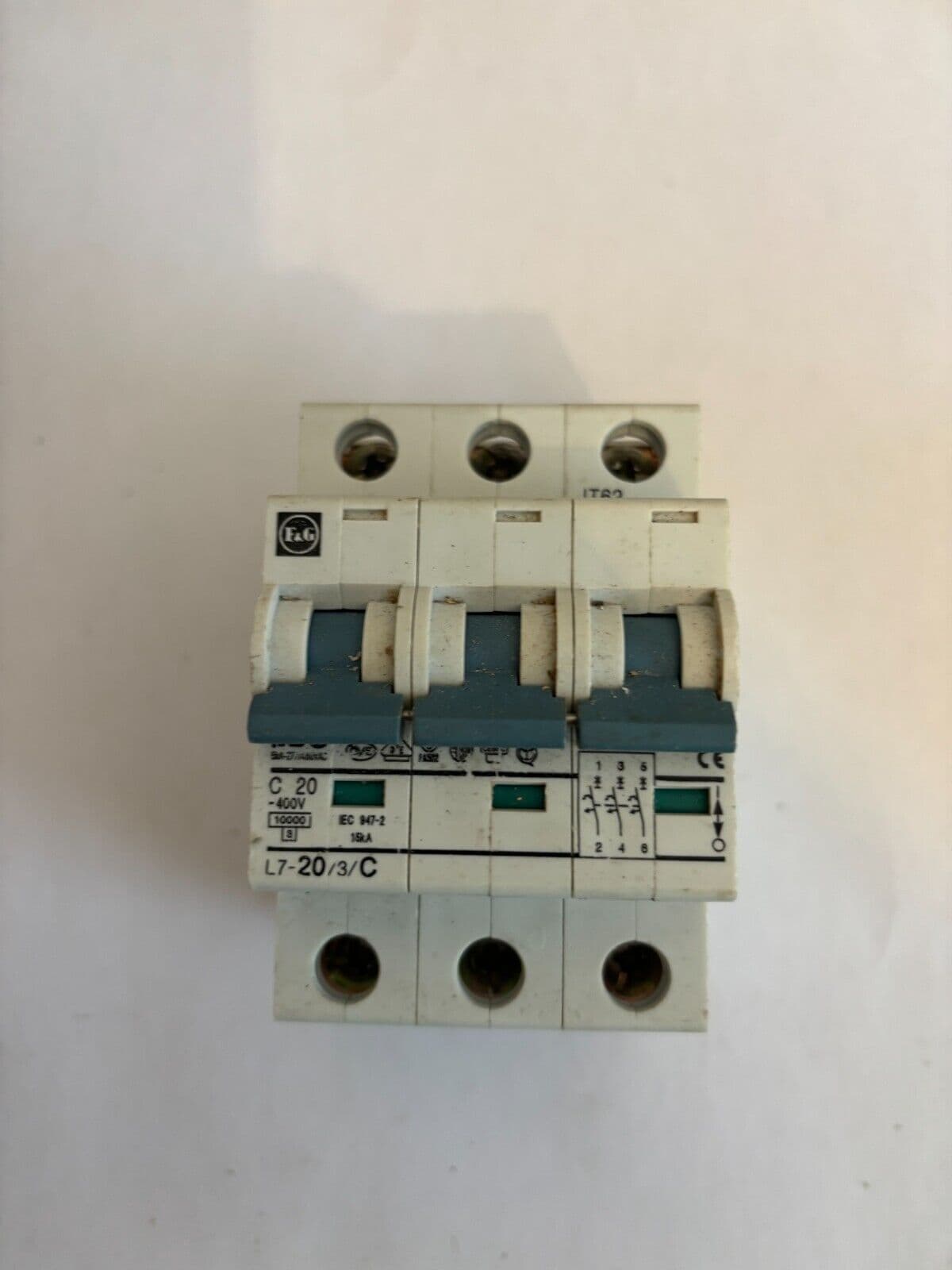 F & G C20 20 AMP L7-20/3/C 10KA TRIPLE POLE MCB CIRCUIT BREAKER