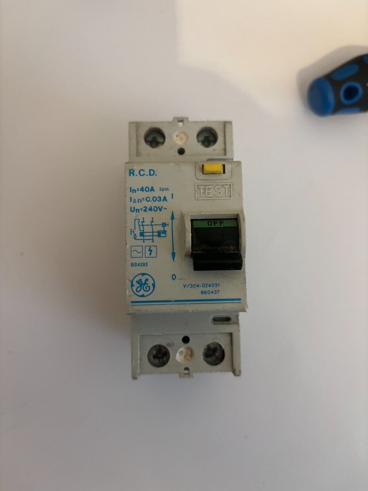 GE GENERAL ELECTRIC V/304-024031 660437 40 AMP 30mA RCD CIRCUIT BREAKER
