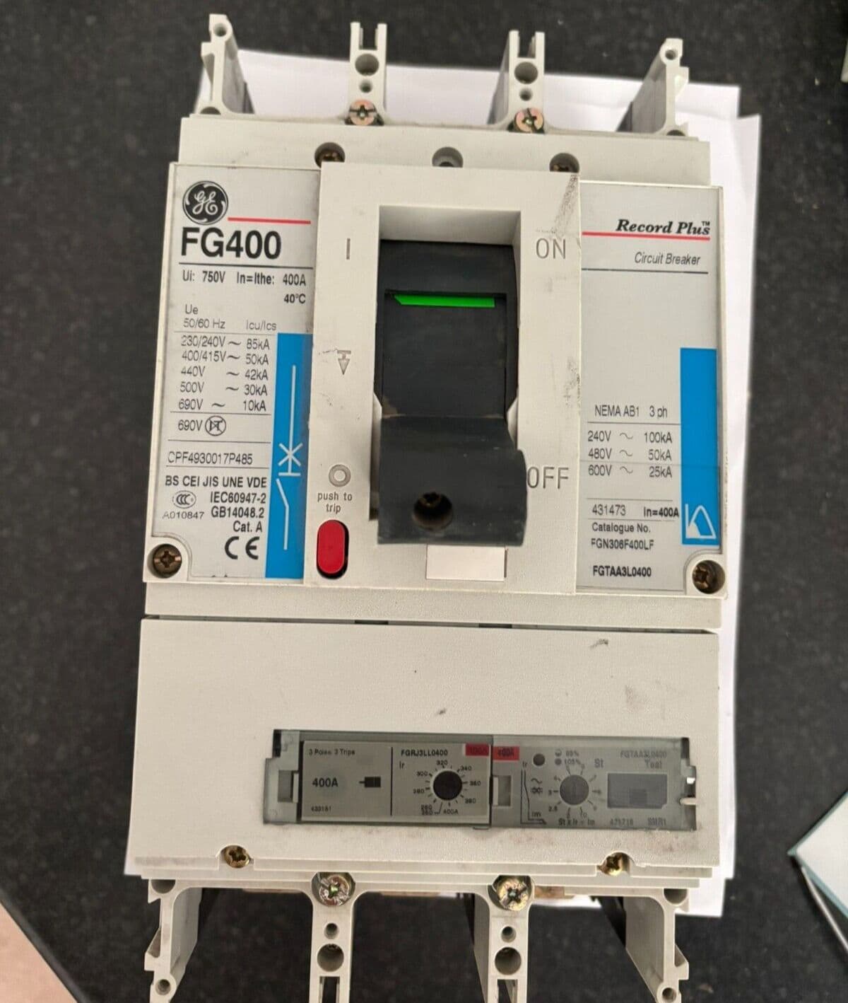 GE RECORD PLUS FG400 400 AMP FGN306F400LF/FGTAA3L0400 3 PHASE ...