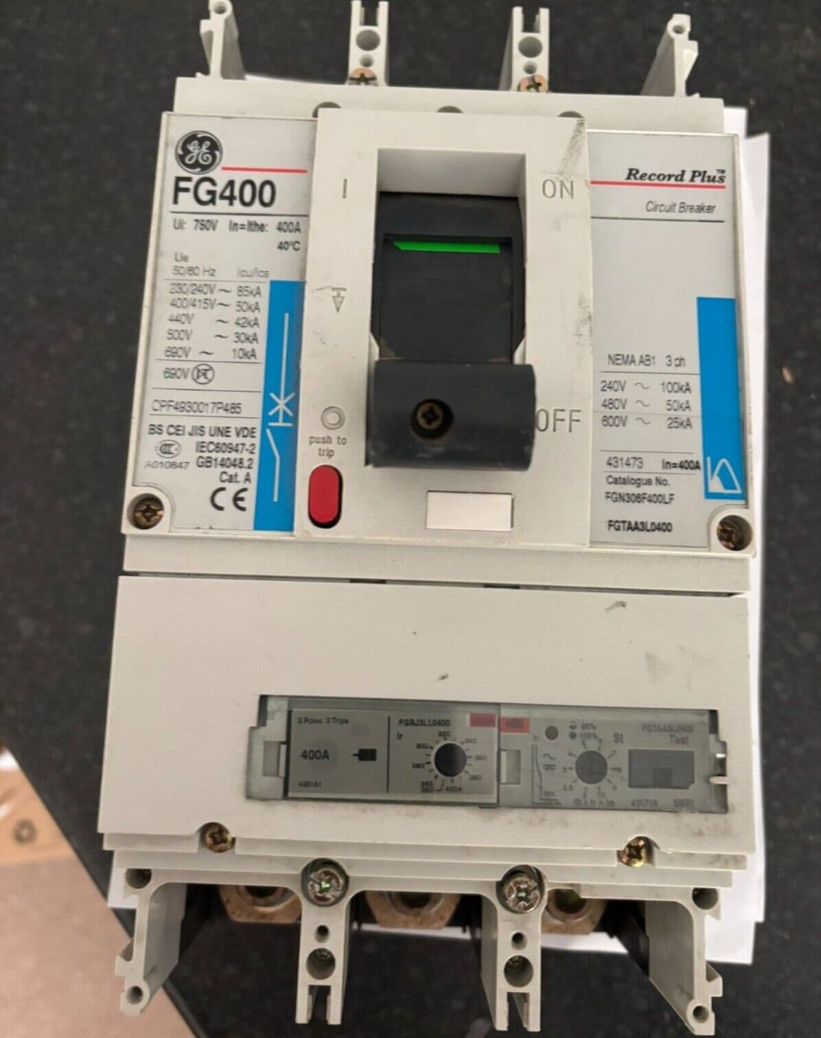 GE RECORD PLUS FG400 400 AMP FGN306F400LF/FGTAA3L0400 3 PHASE ...