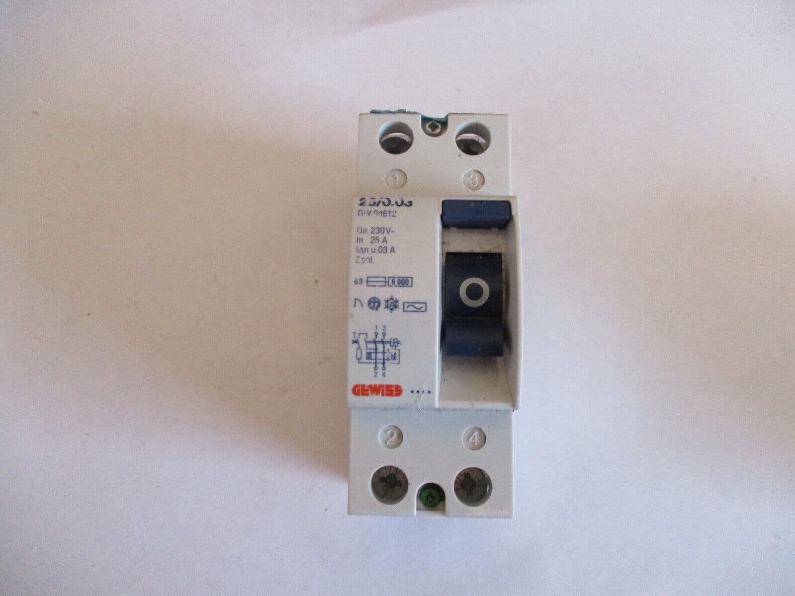 GEWISS 25 AMP 30mA DOUBLE POLE RCD CIRCUIT BREAKER
