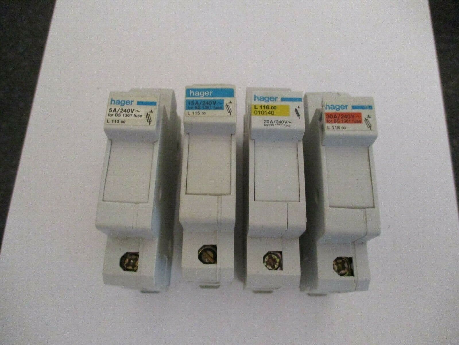 HAGER 5A 15A 20A 30A BS1361 CARTRIDGE FUSE HOLDER INC FUSE