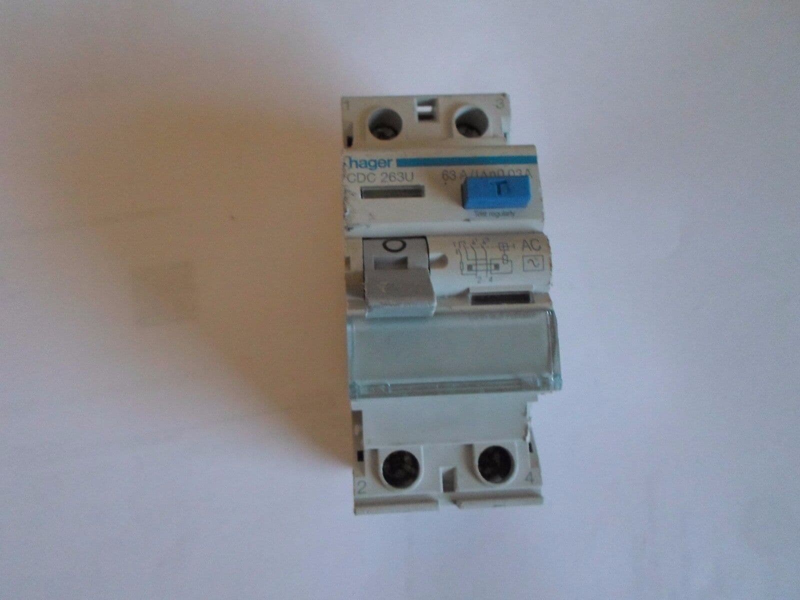 HAGER 63 AMP 30mA CDC 263U RCD CIRCUIT BREAKER
