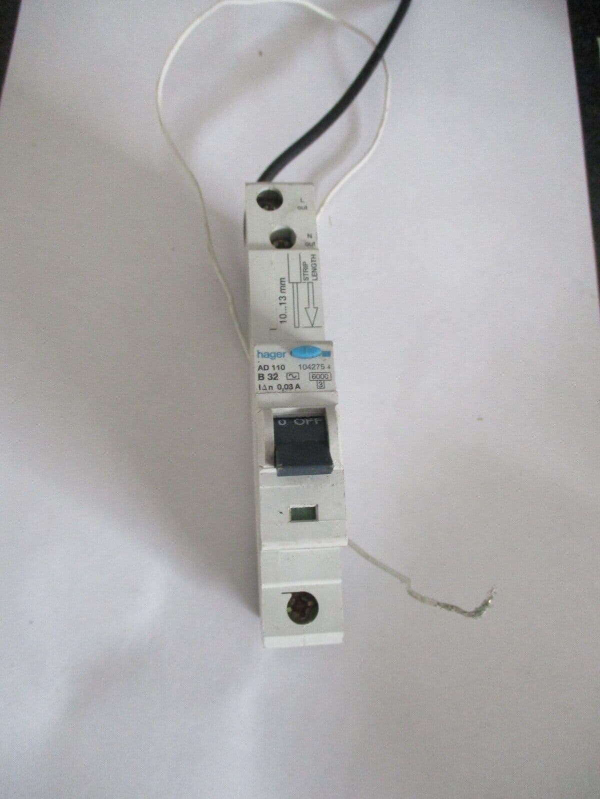 HAGER AD 110 B32 32 AMP 30mA 6KA 104275 RCBO CIRCUIT BREAKER