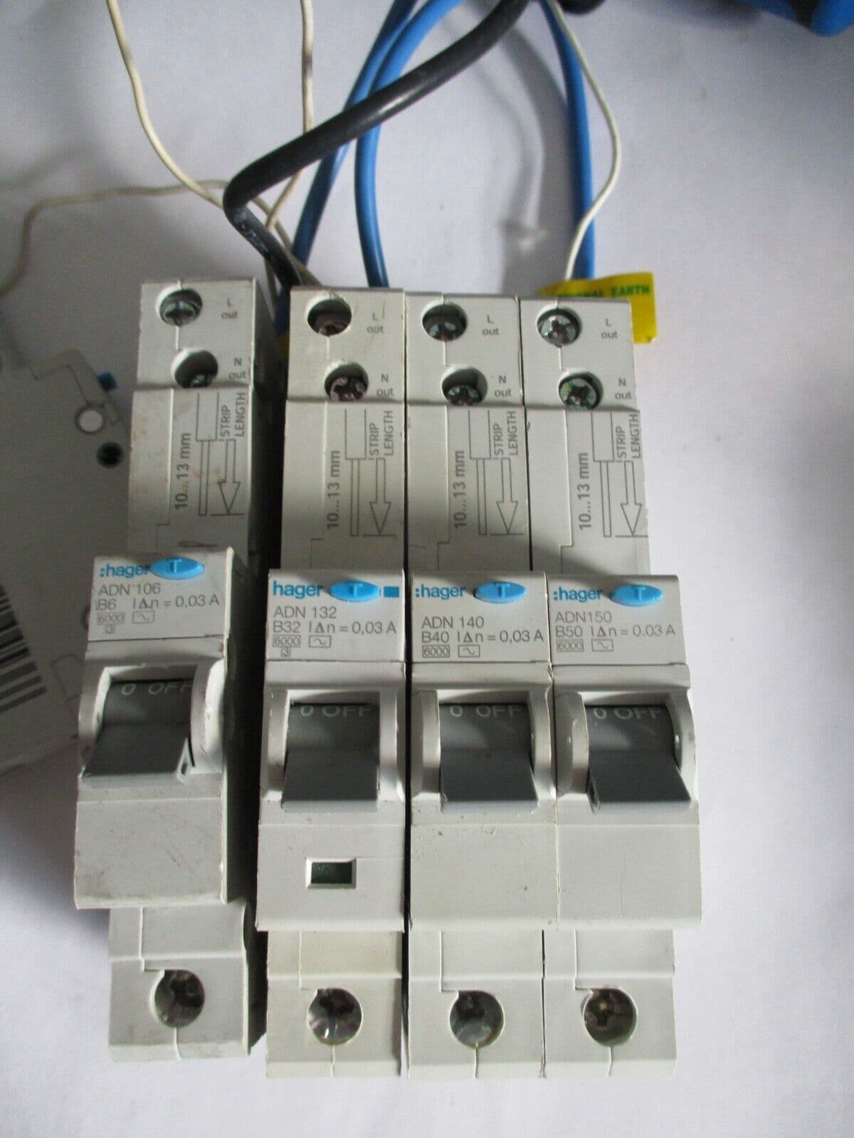 HAGER ADN RANGE B6 B10 B16 B20 B32 B40 B50 10 KA 30mA RCBO CIRCUIT BREAKERS
