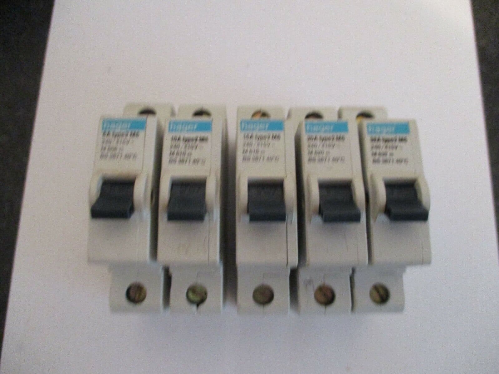 HAGER BS3871 6A 10A 16A 20A 32A 40A TYPE 2 M6 SINGLE POLE MCBS