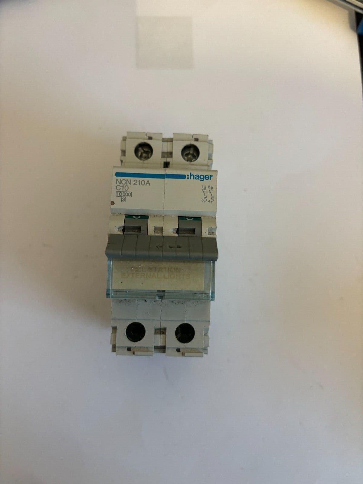 HAGER C10 10 AMP NCN 210A 10KA DOUBLE POLE MCB CIRCUIT BREAKER