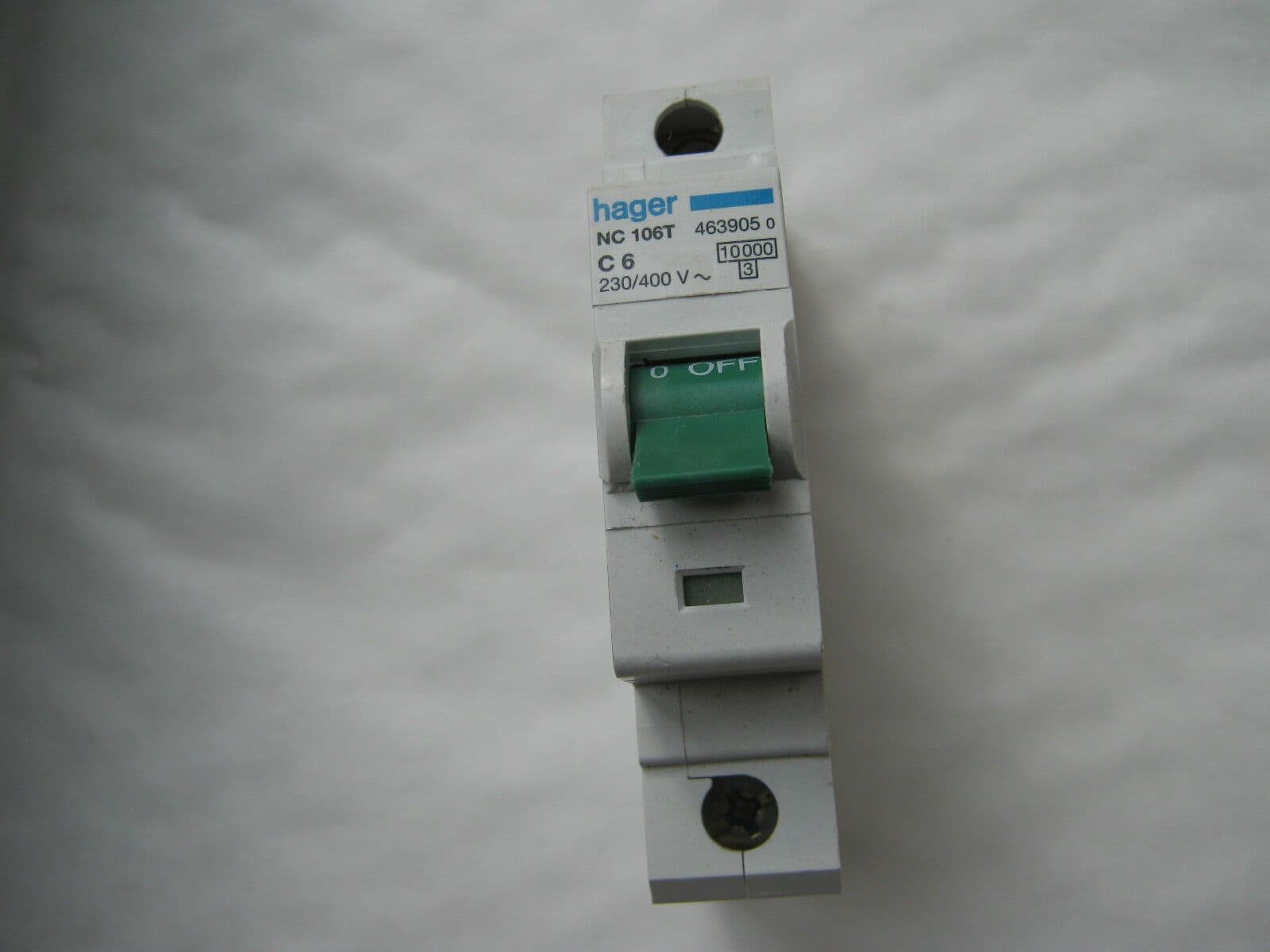 HAGER C6 6 AMP NC 106T 6KA SINGLE POLE MCB CIRCUIT BREAKER