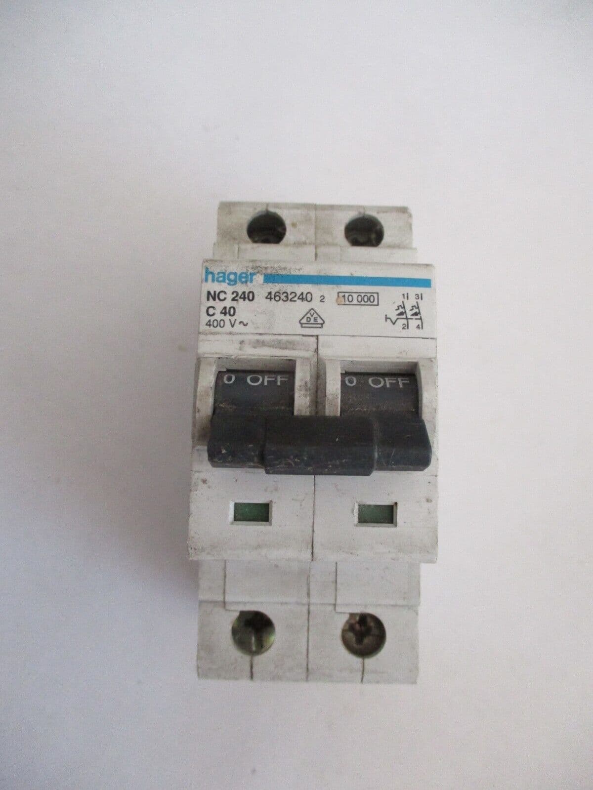 HAGER NC 240 C40 40 AMP 10KA 463240 DOUBLE POLE MCB CIRCUIT BREAKER