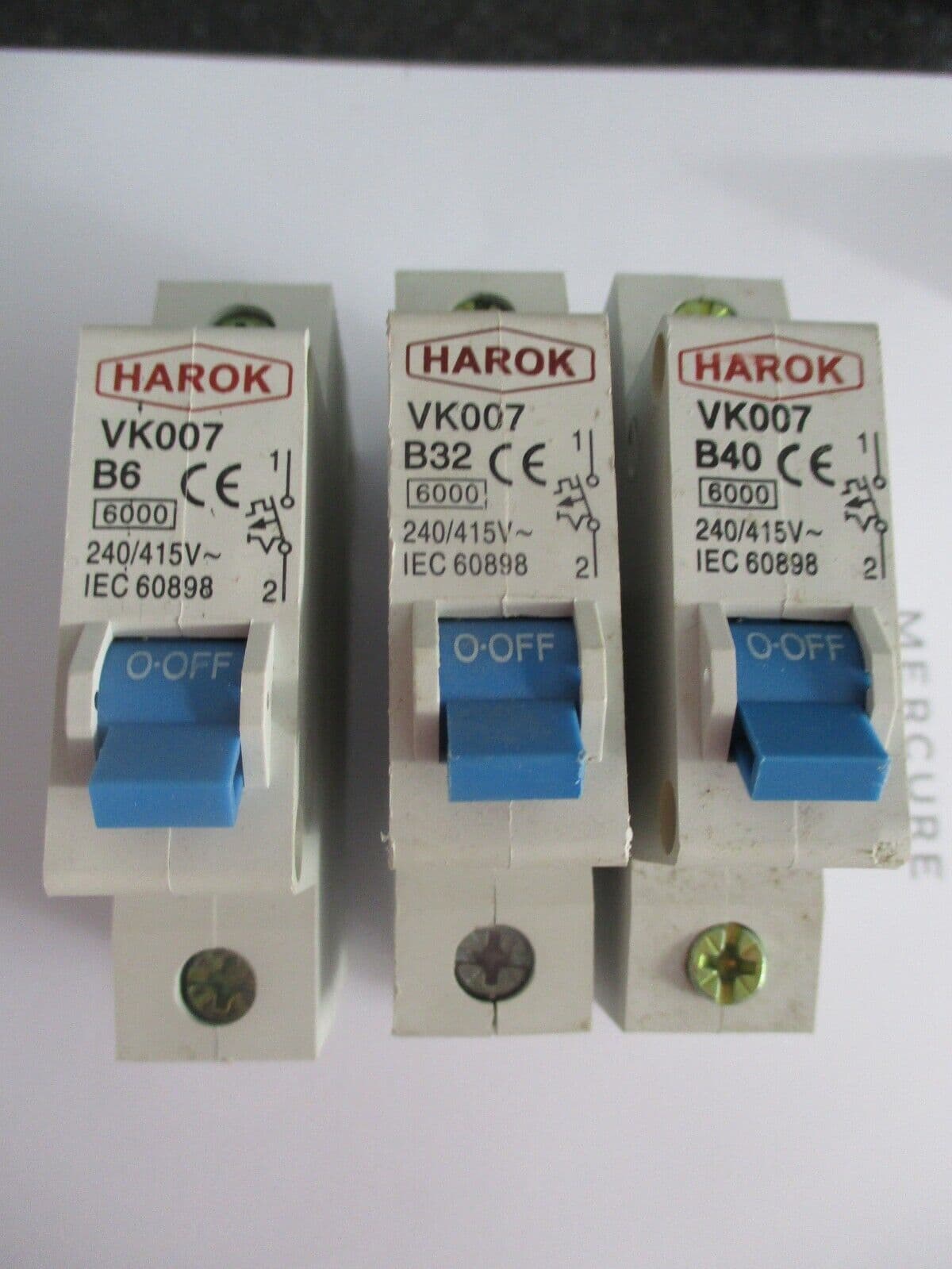HAROK VK007 B6 B16 B32 B40 6KA SINGLE POLE MCB CIRCUIT BREAKERS