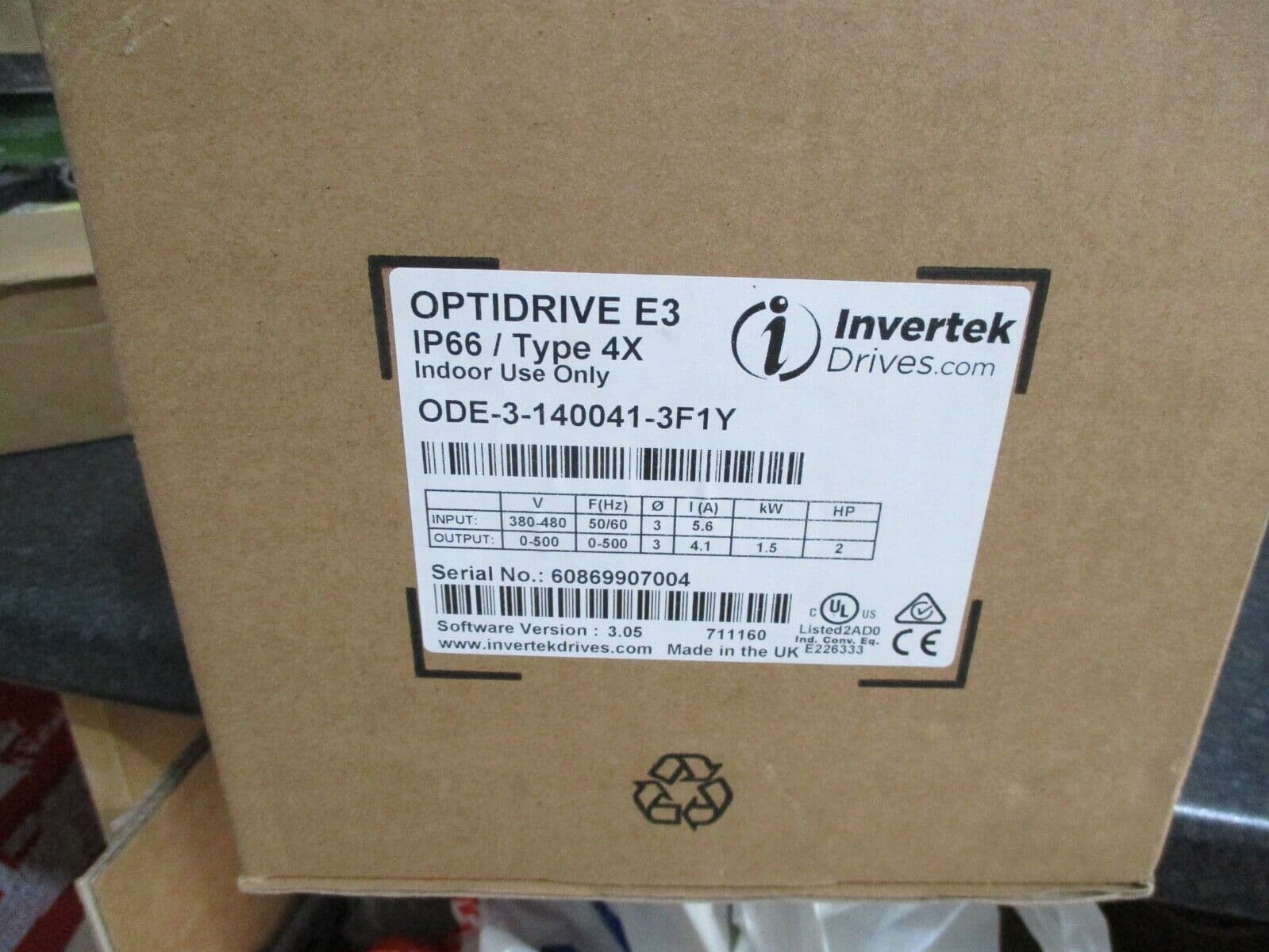 INVERTEK OPTIDRIVE E3 IP66 ODE-3E140041-3F1Y 15KW INVERTER