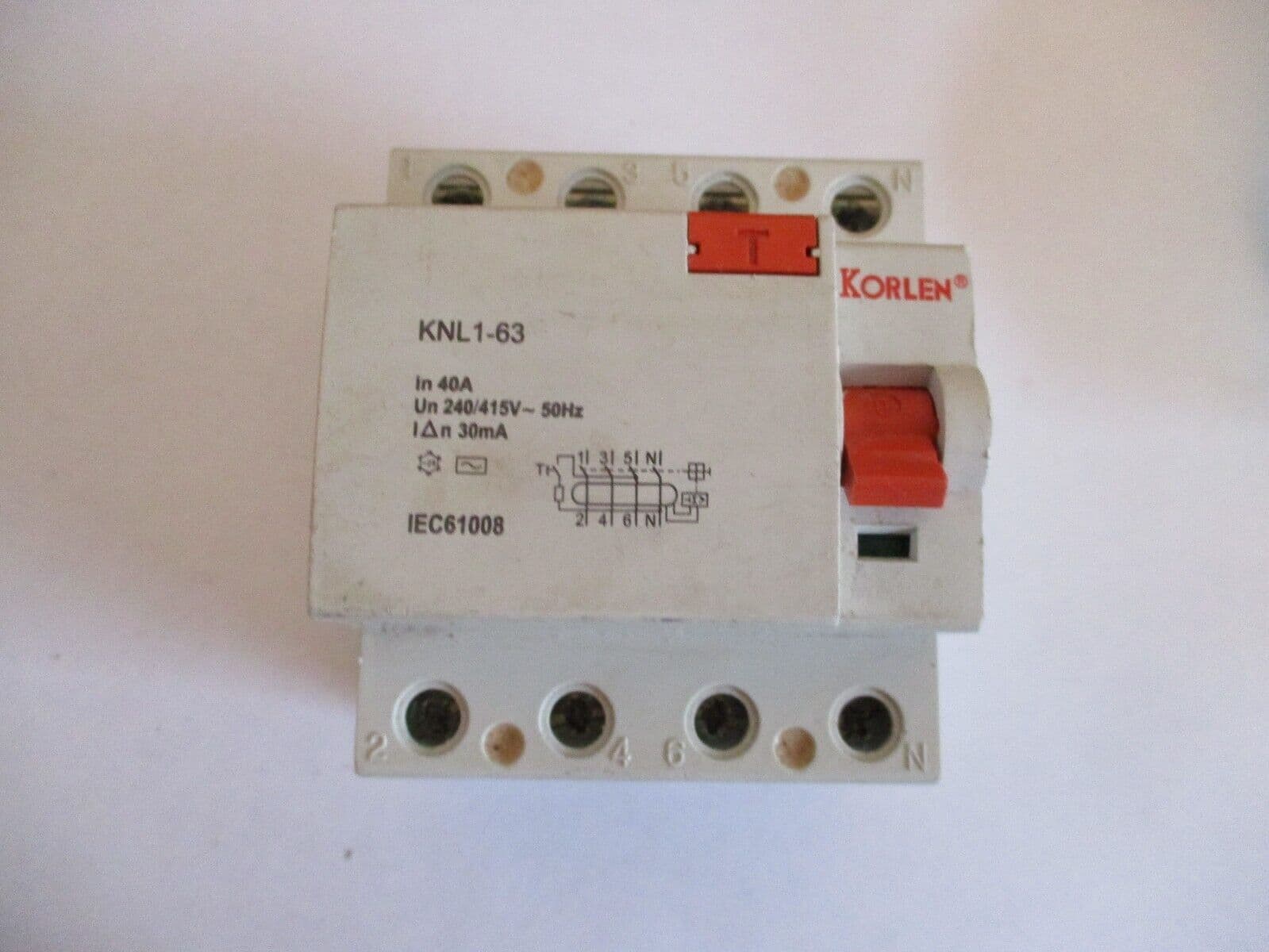 KORLEN KNL1-63 40 AMP 30mA 4 POLE RCD CIRCUIT BREAKER