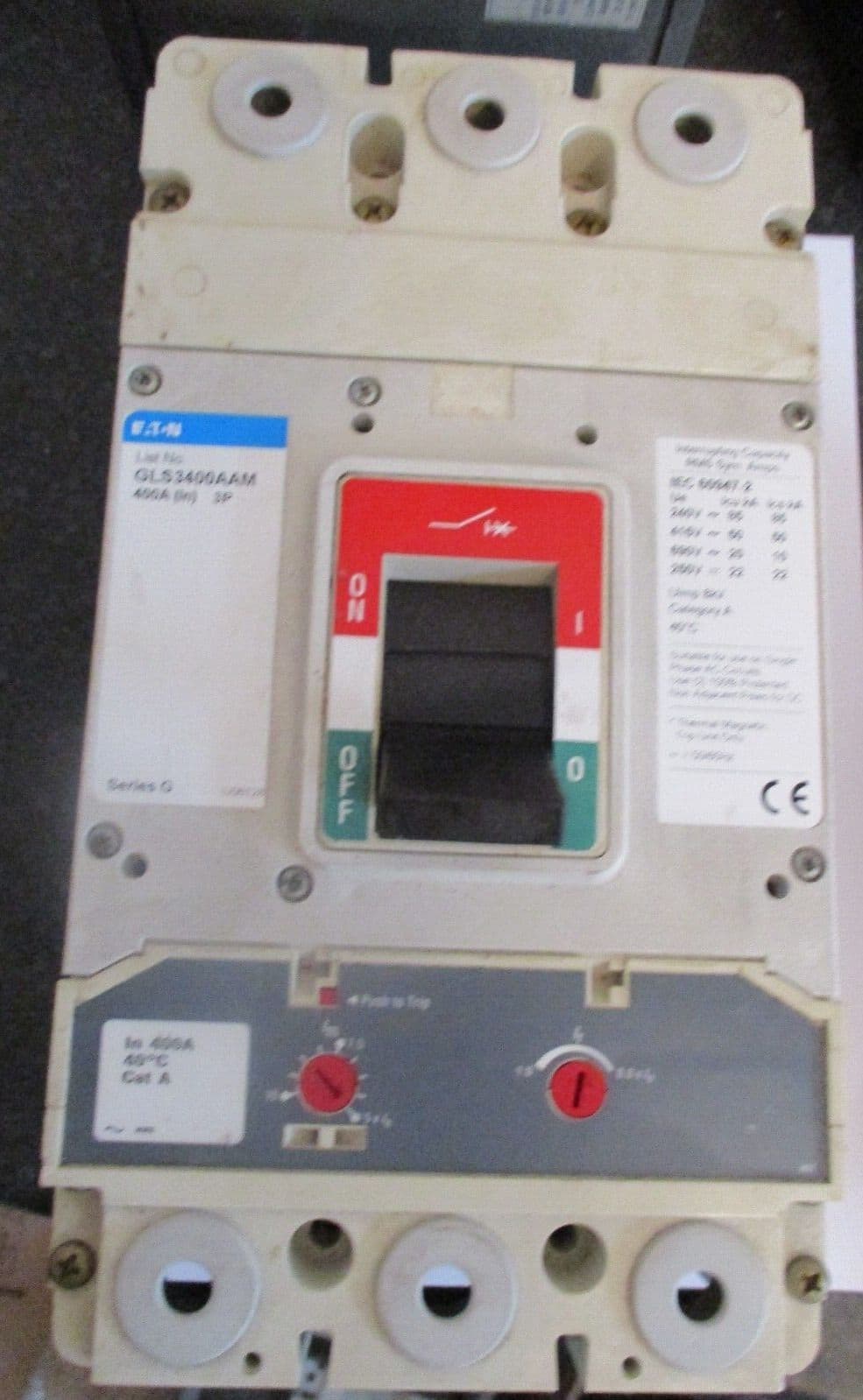 MEM MEMSHIELD 2 400 AMP GLS3400AAM TRIPLE POLE MCCB CIRCUIT BREAKER NOTES