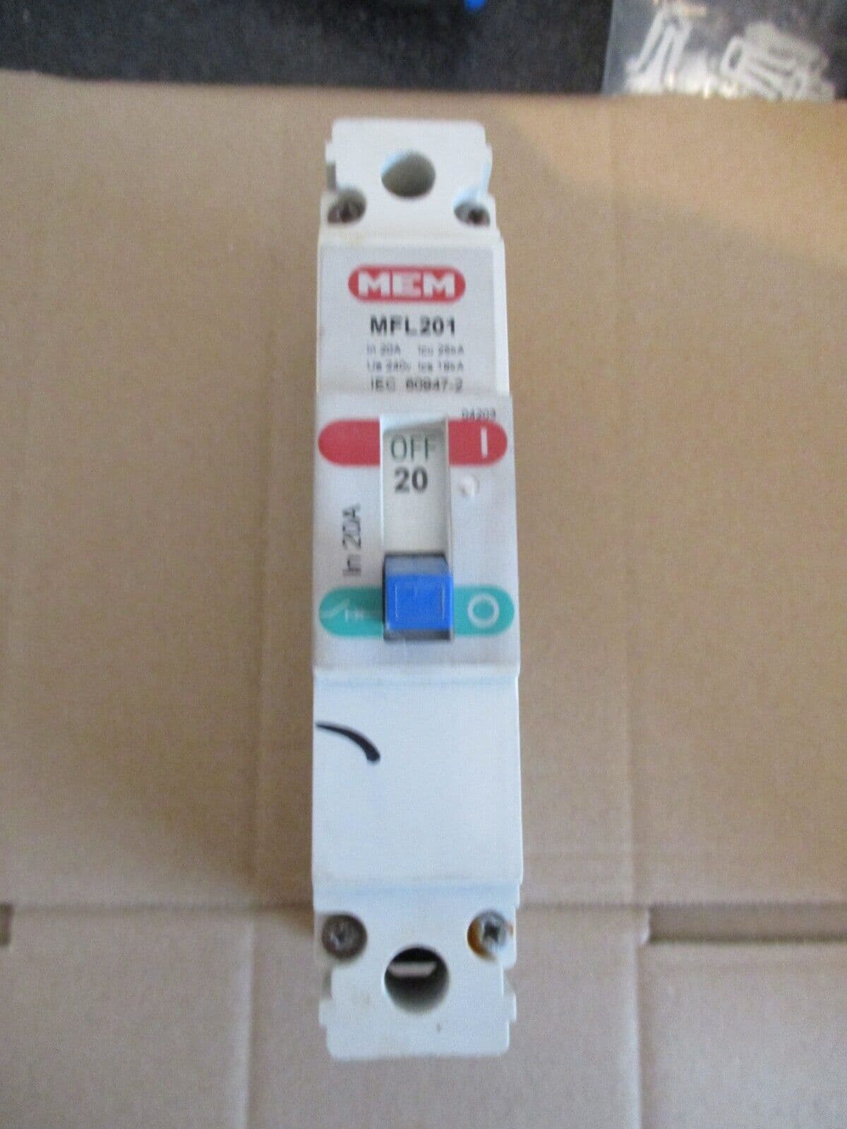 MEM MEMSHIELD 2 MFL201 20 AMP SINGLE POLE MCCB CIRCUIT BREAKER