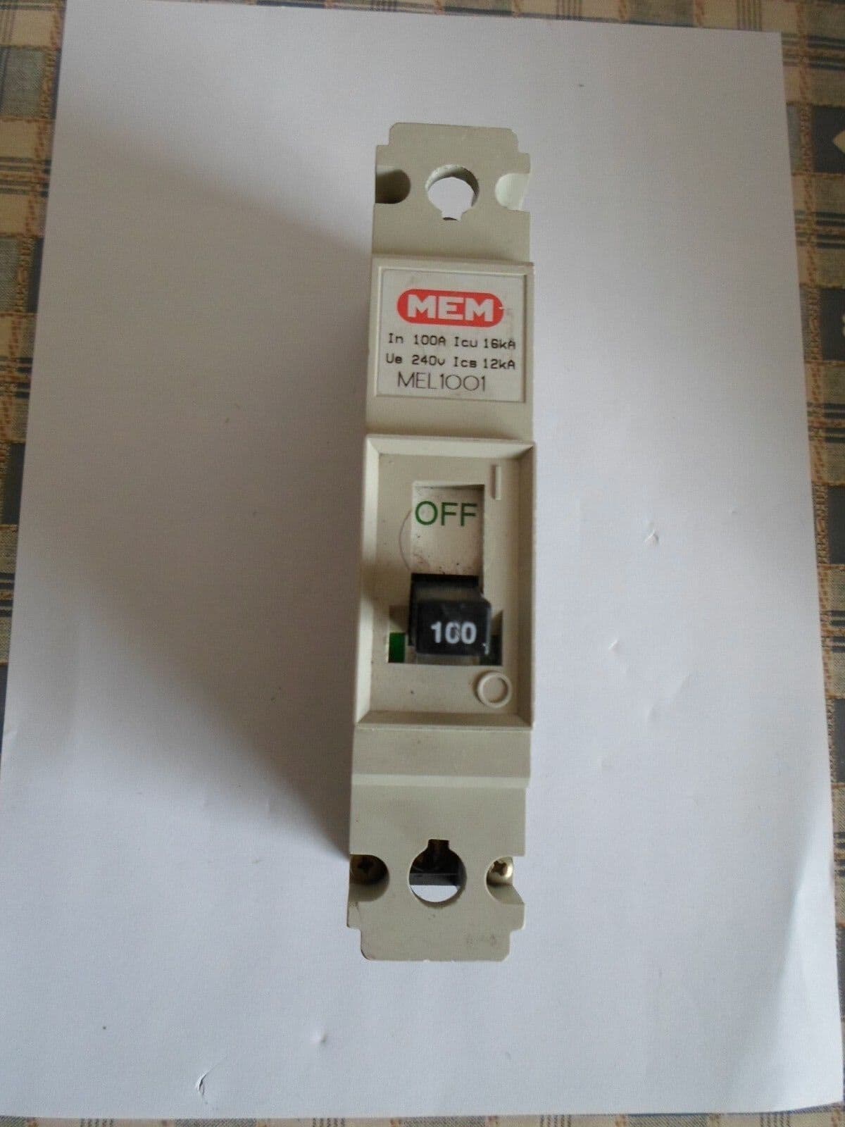 MEM MFL1001 100 AMP SINGLE POLE MCCB CIRCUIT BREAKER