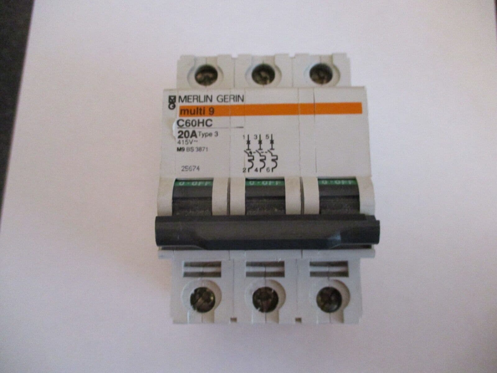 MERLIN GERIN C60HC 20A 20 AMP TYPE 3 25674 TRIPLE POLE MCB CIRCUIT BREAKER