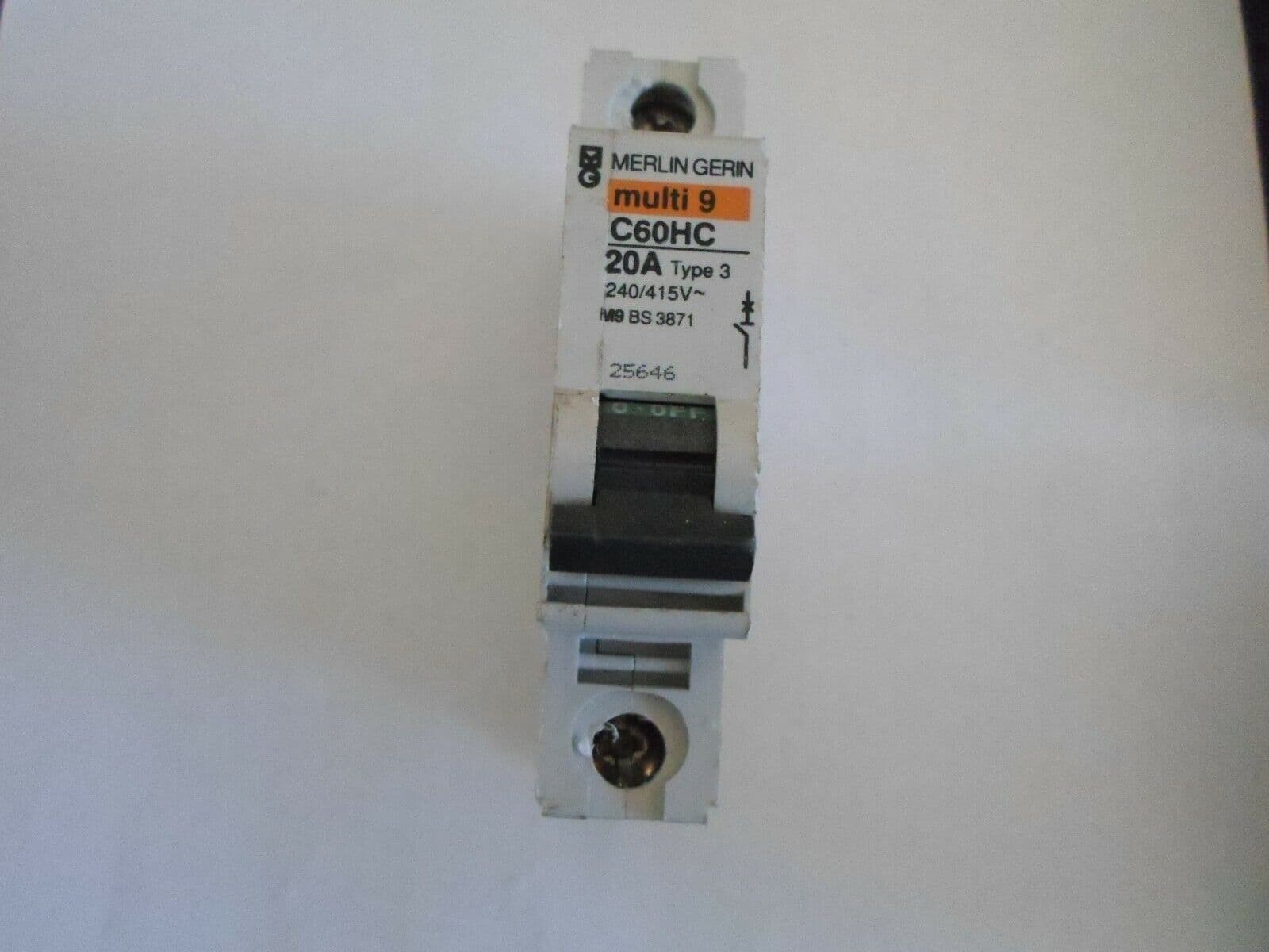MERLIN GERIN C60HC 20A 20 AMP TYPE 3 M9 SINGLE POLE MCB CIRCUIT BREAKER