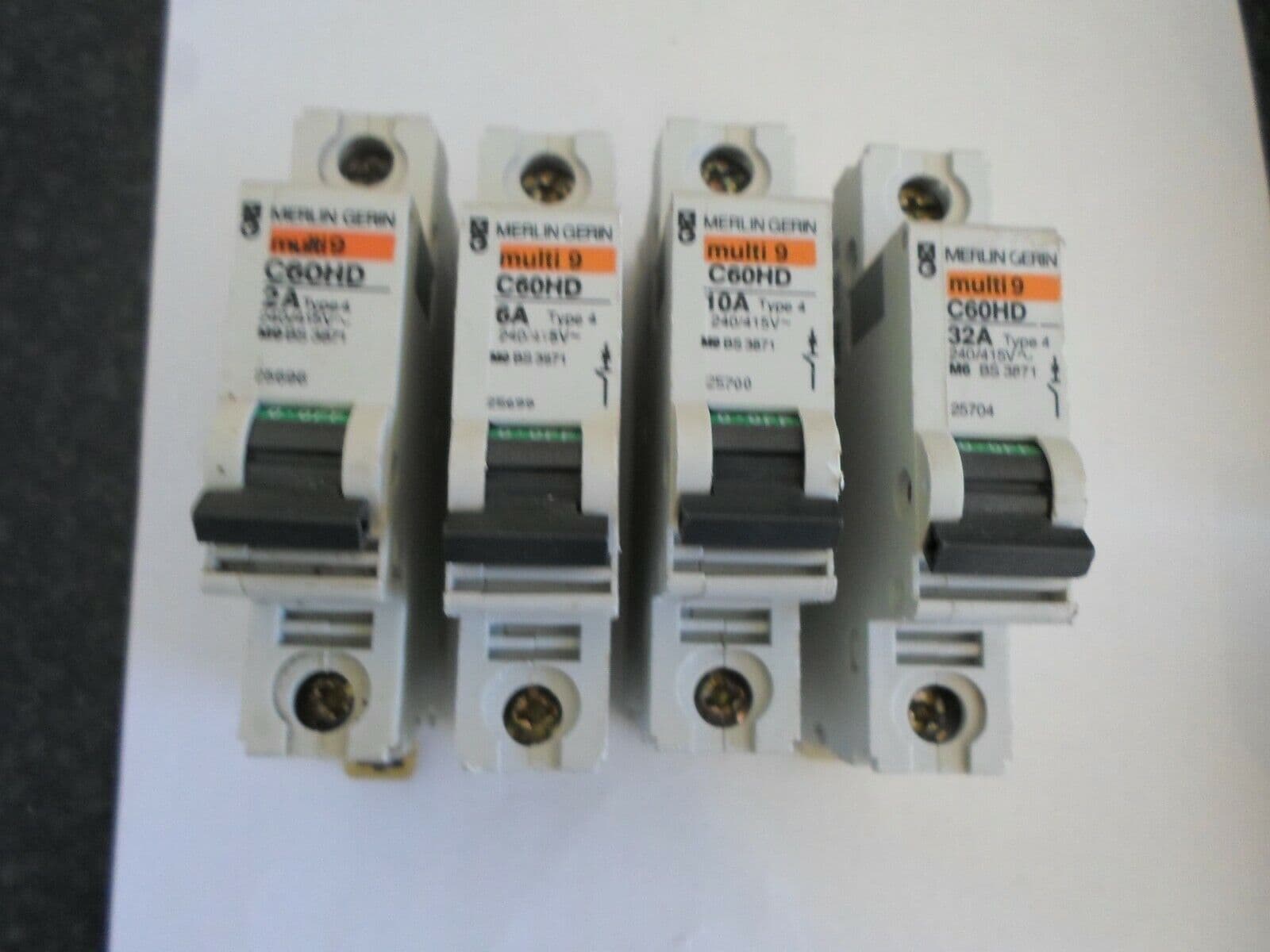 MERLIN GERIN C60HD 2A 6A 10A 32A TYPE 4 BS 3871 MCB CIRCUIT BREAKERS