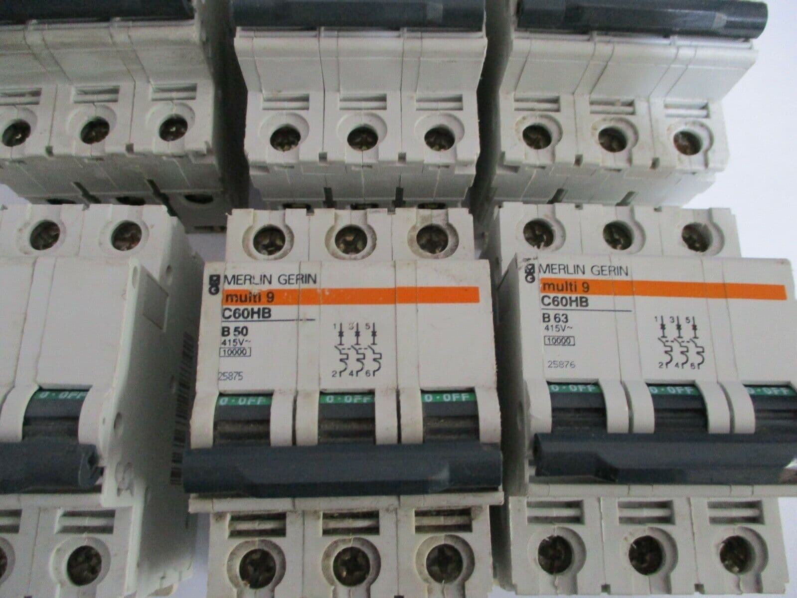 MERLIN GERIN MULTI 9 C60HB B6 B10 B16 B20 B32 B40 B50 B63 10KA TRIPLE POLE MCBS
