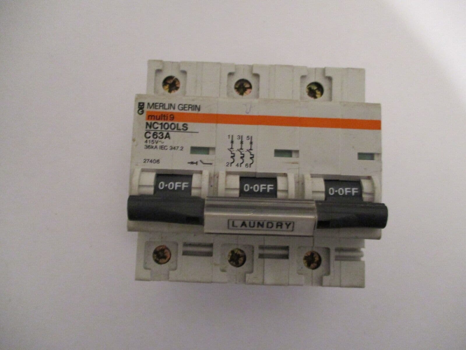 MERLIN GERIN NC100LS C63A 63 AMP 27406 TRIPLE POLE MCB CIRCUIT BREAKER