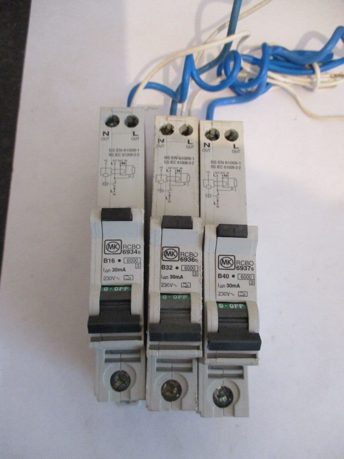 MK ELECTRIC B6 B10 B16 B20 B32 B40 30mA 6KA RCBO CIRCUIT BREAKERS