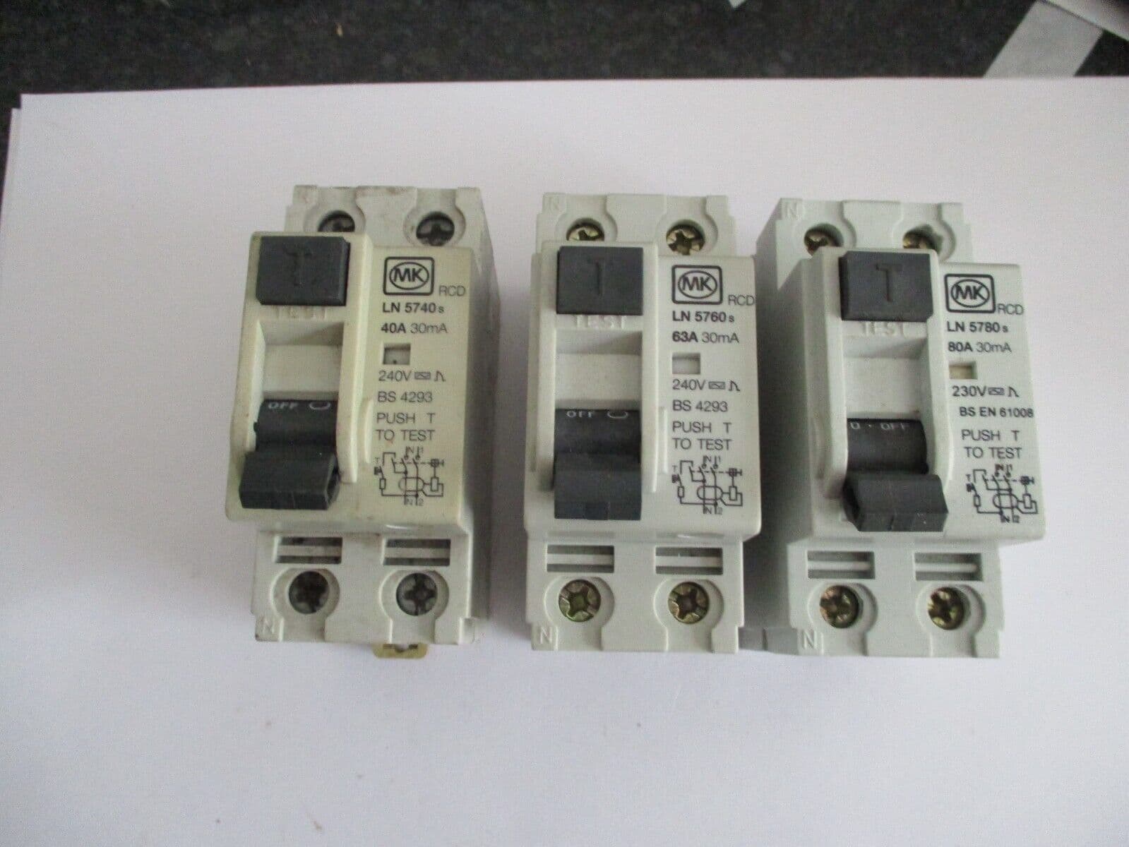 MK LN 5740s 40 AMP / 5760s 63 AMP / LN 5780s /LN 7700s 30mA RCD CIRCUIT ...