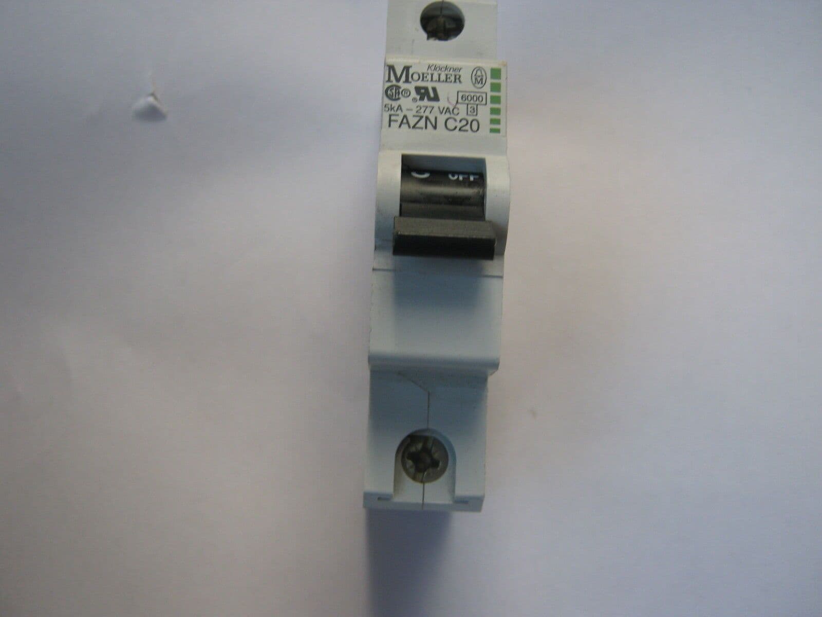 MOELLER FAZN C20 20 AMP 6KA SINGLE POLE MCB CIRCUIT BREAKER