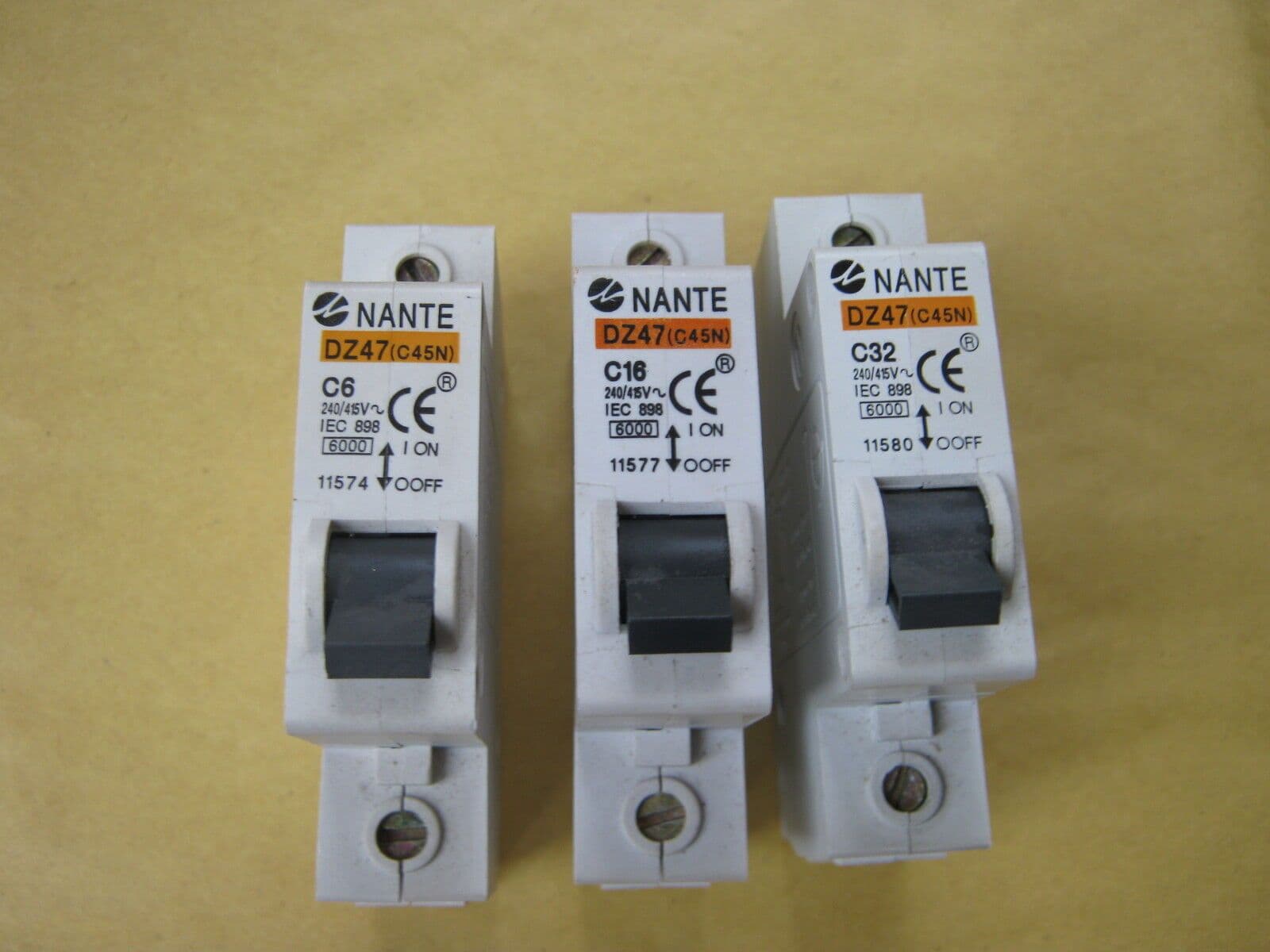NANTE DZ47 C45N C6 6 AMP 11574 SINGLE POLE MCB CIRCUIT BREAKER