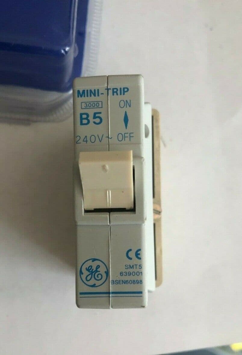 NEW GE MINI TRIP B5 5A 5 AMP PLUG IN MCB WITH OR WITHOUT BASE SHIELD SMT5