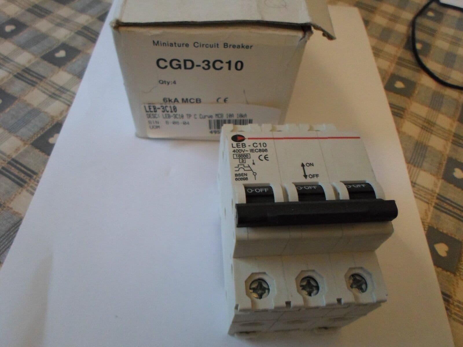 NEW LEWDEN CGD C10 10 AMP LEB 3C10 10KA SINGLE POLE MCB CIRCUIT BREAKER