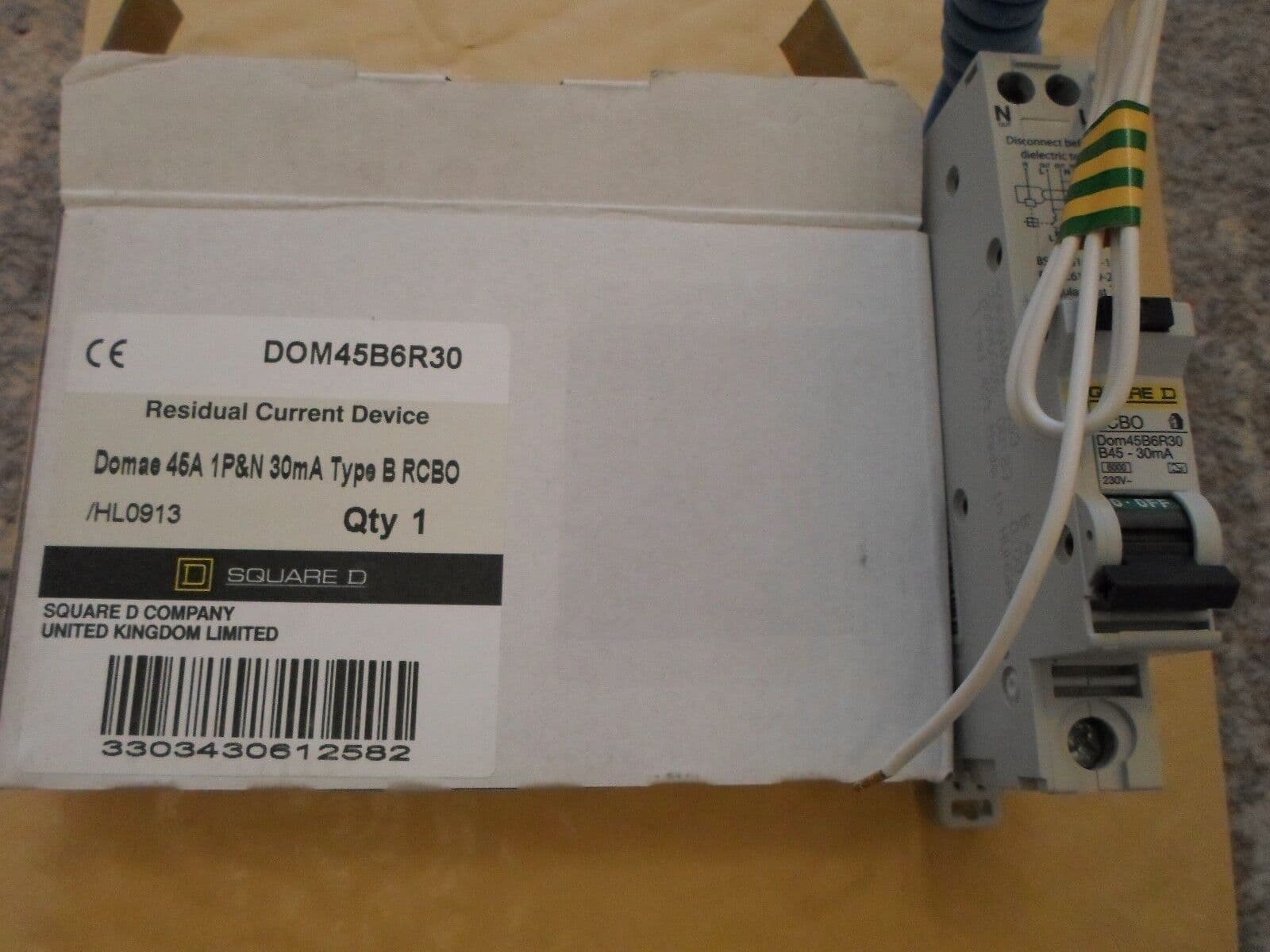 NEW SQUARE D 45 AMP 30mA DOM45B6R30 RCBO CIRCUIT BREAKER