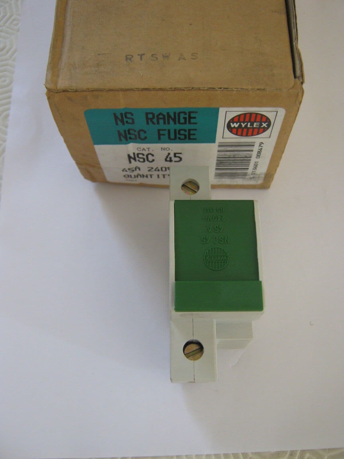 NEW WYLEX NSC45 45 AMP DIN RAIL MOUNTABLE FUSE CARRIER WITH FUSE