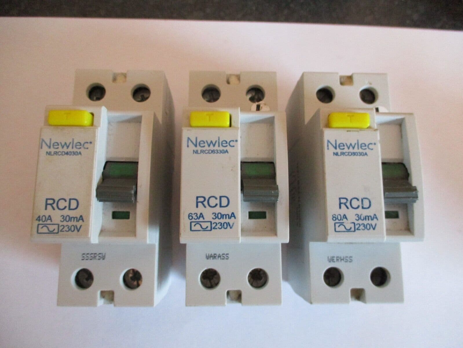 NEWLEC NLRCD RANGE 40 63 80 AMP 30mA RCD CIRCUIT BREAKERS