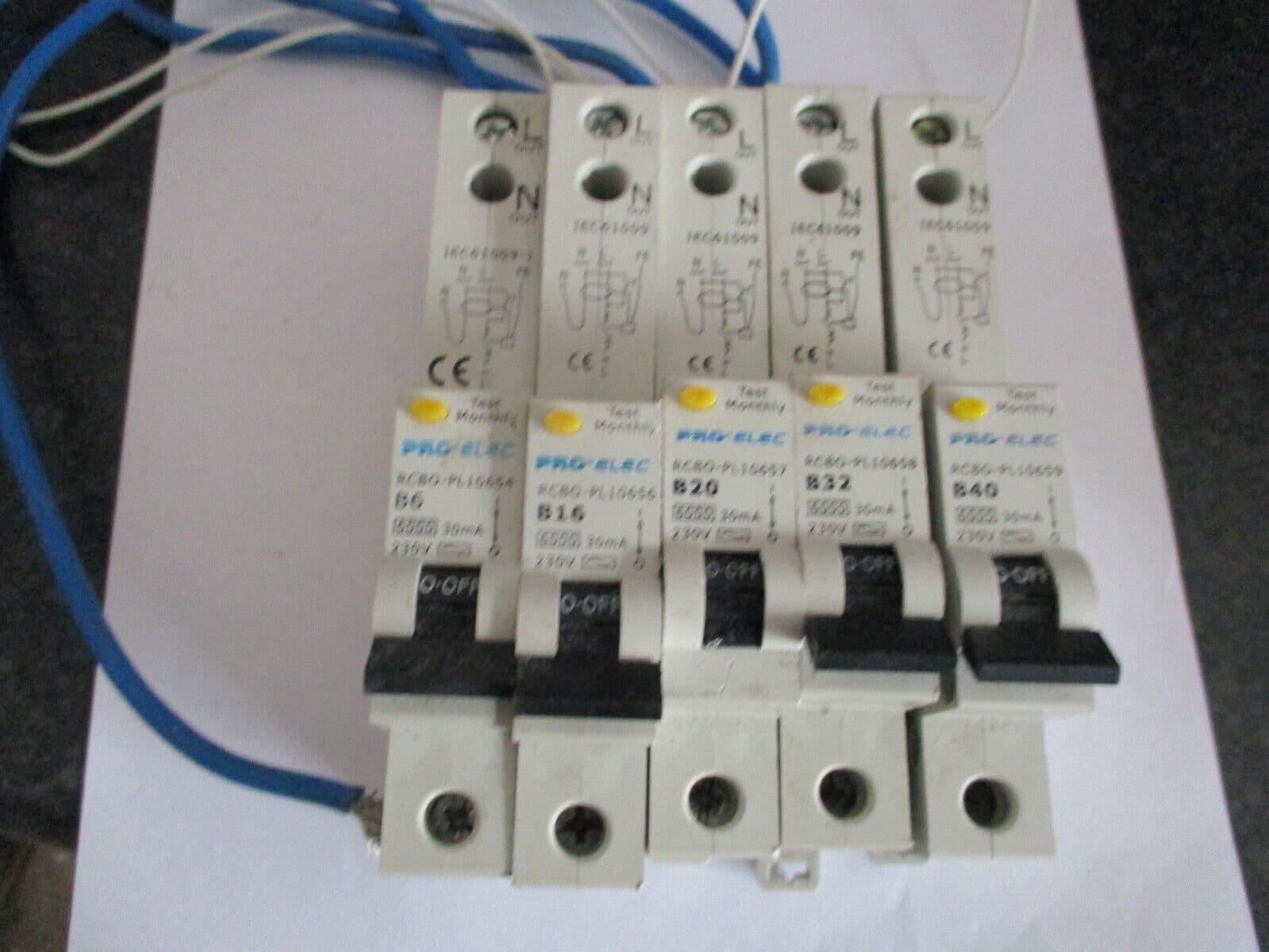 PRO ELEC B6 B10 B16 B20 B32 B40 AMP 6KA SINGLE POLE RCBO CIRCUIT BREAKERS