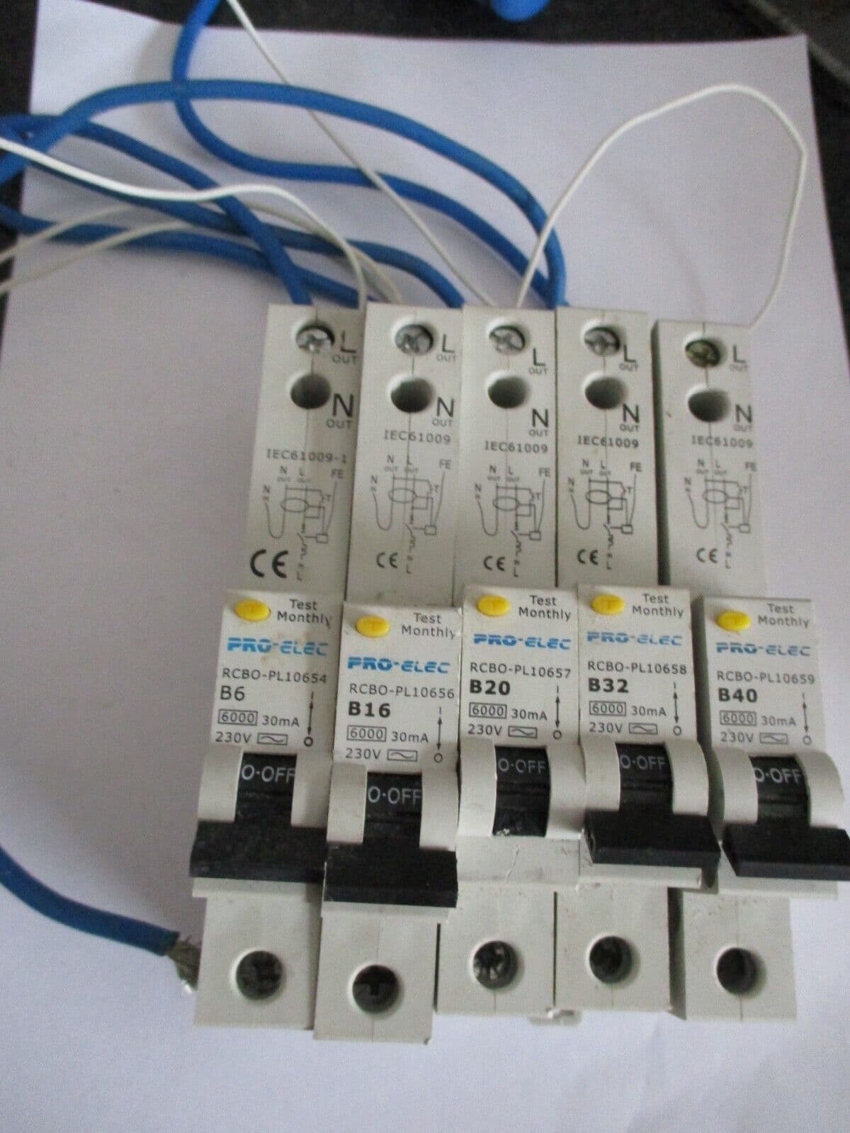 PRO ELEC B6 B10 B16 B20 B32 B40 AMP 6KA SINGLE POLE RCBO CIRCUIT BREAKERS